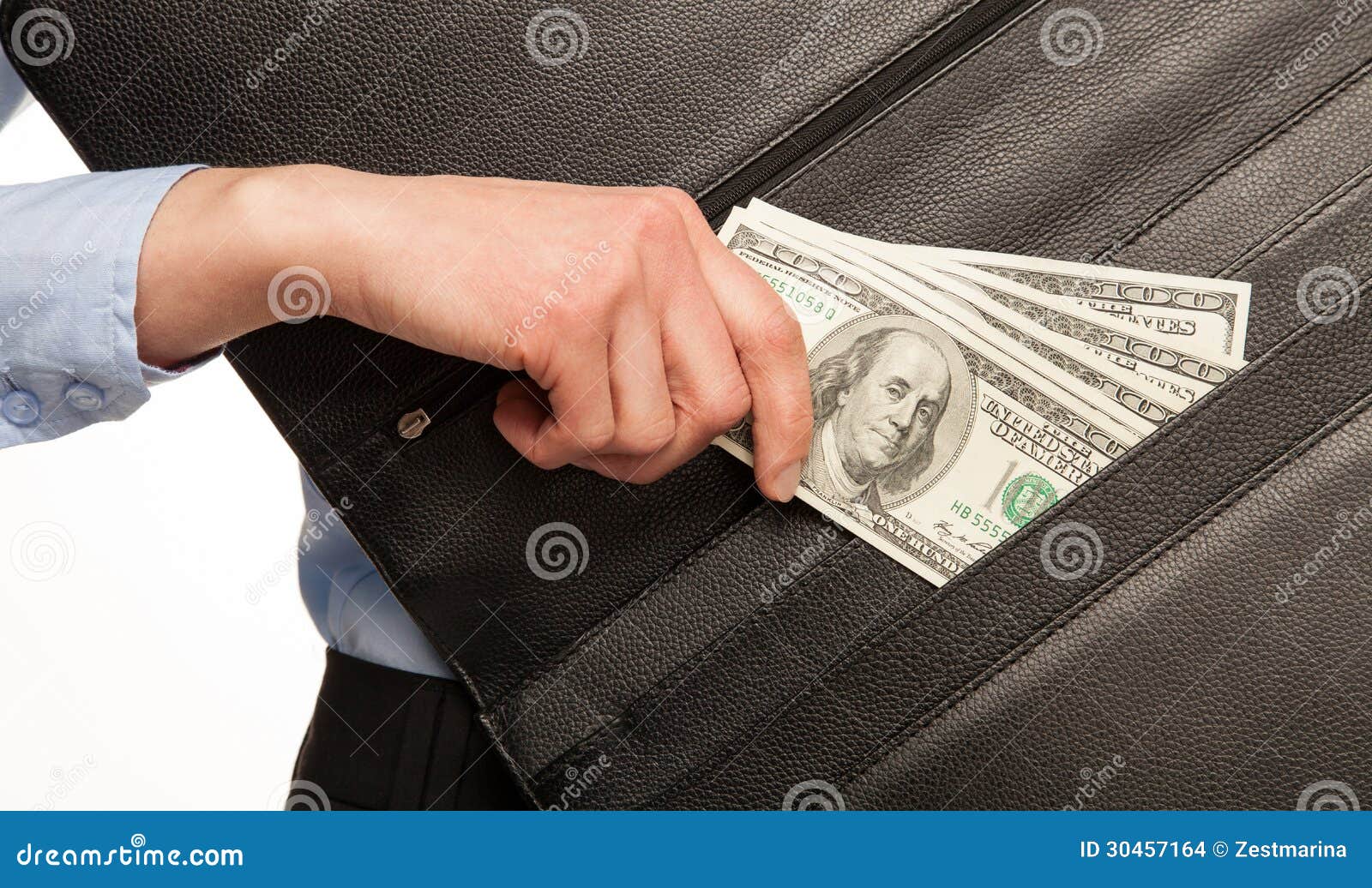 Hand Taking Money Out of Briefcase Stock Photo - Image of profit, place ...