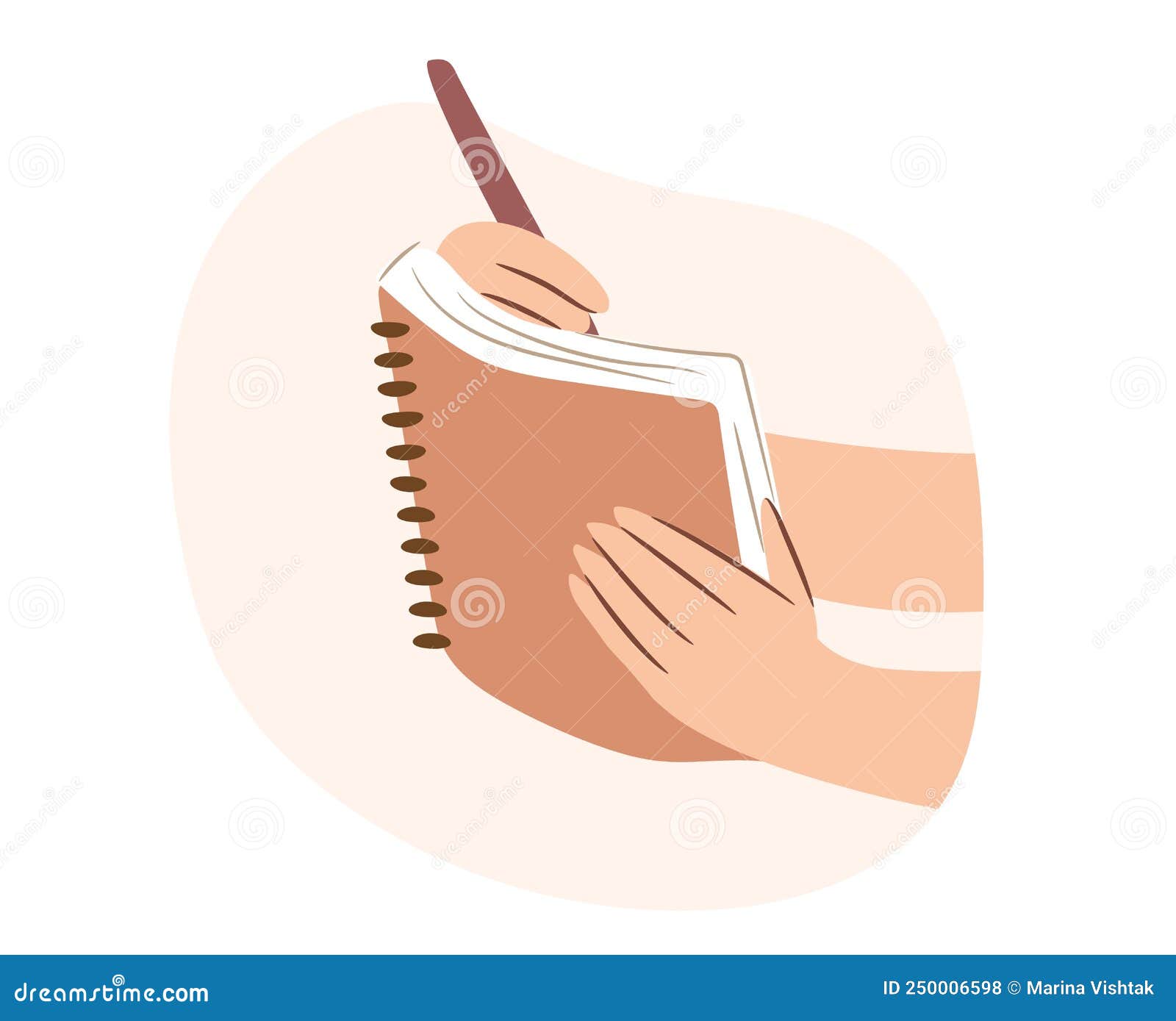 Hand Taking Notes with a Pen. Studying Concept Stock Vector ...