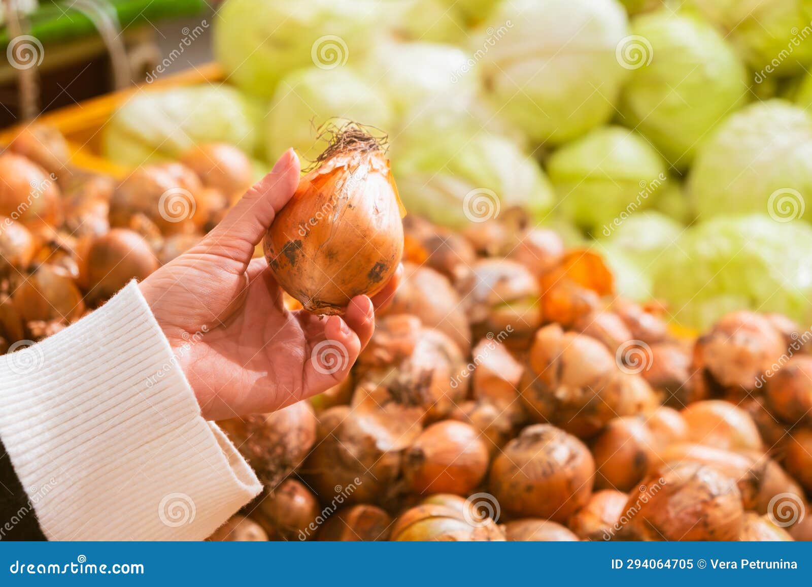 Hand Taking Onion from Grocery Store Shelf Stock Image - Image of ...