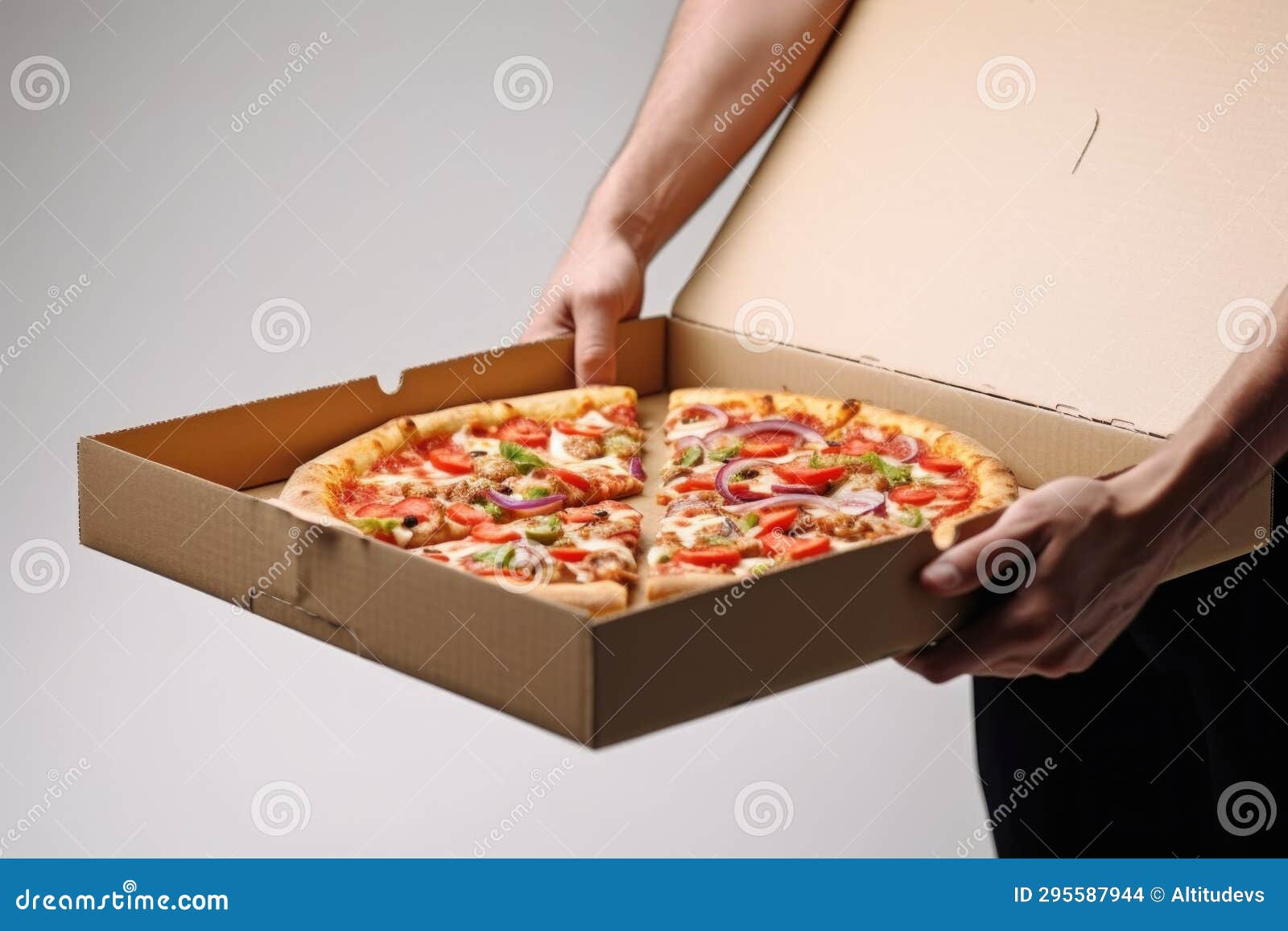 Hand Taking a Pizza Slice from a Delivery Box Stock Photo - Image of ...