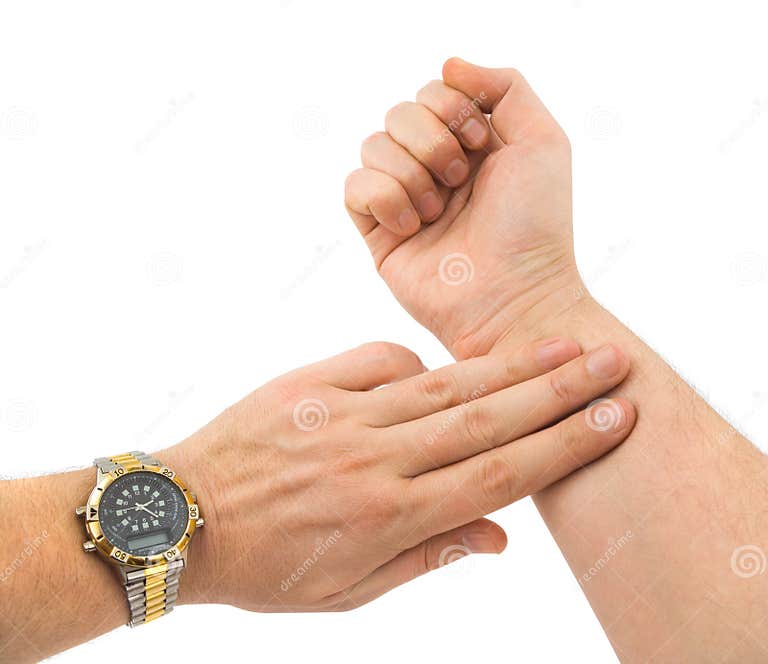 Hand taking pulse stock image. Image of heartbeat, hands - 5103839