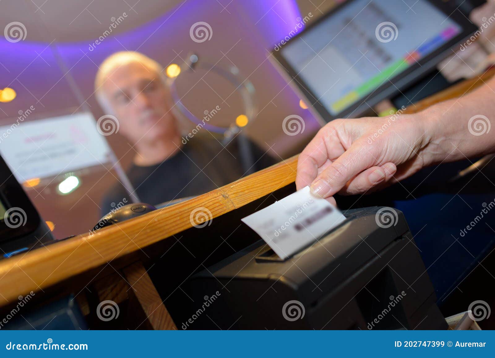 Hand taking receipt stock image. Image of client, cinema - 202747399