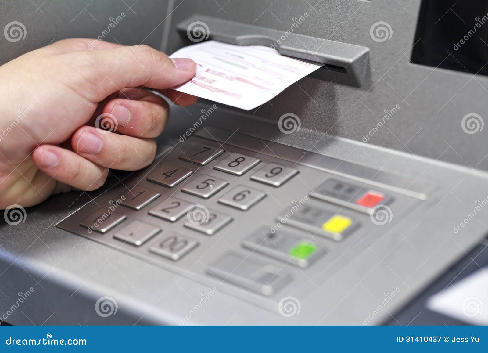 A Hand Taking a Receipt of an Automated Teller Machine Stock Image ...