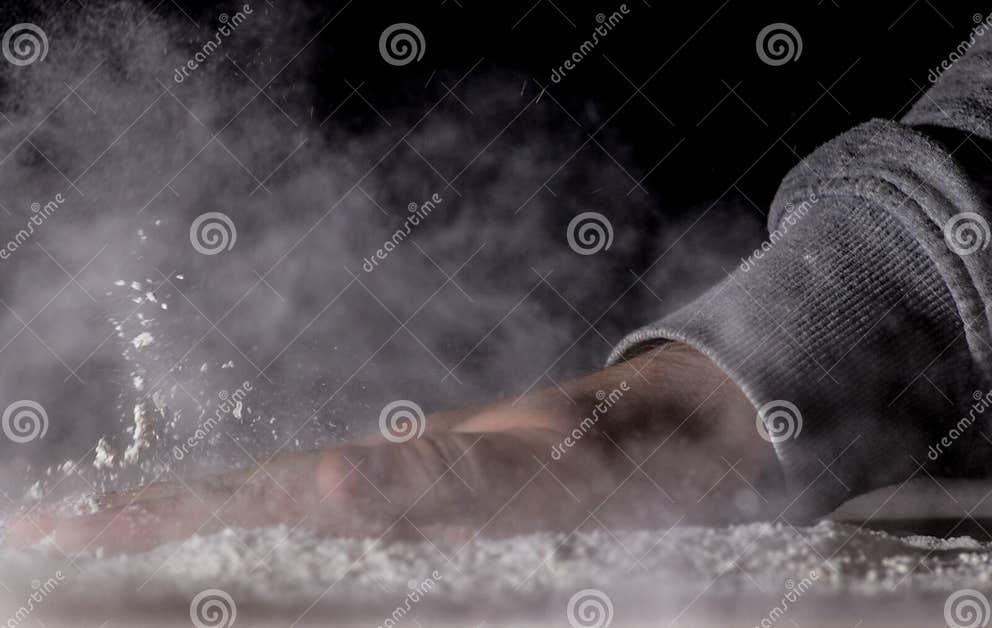Hand Tapping on the Table with Flour Stock Image - Image of cuisine ...
