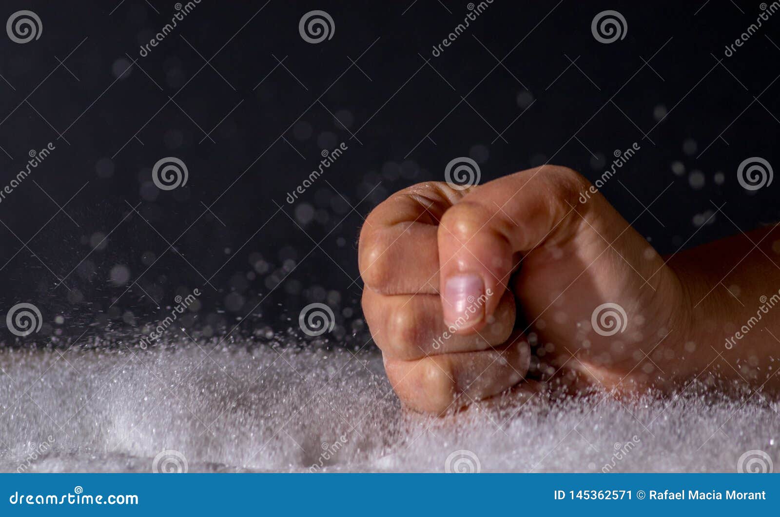 Hand Tapping on the Table with Sugar Stock Image - Image of crystal ...