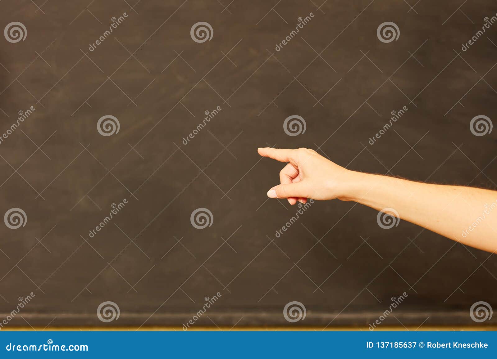 Hand of a Teacher Points To a Blank Blackboard Stock Image - Image of ...