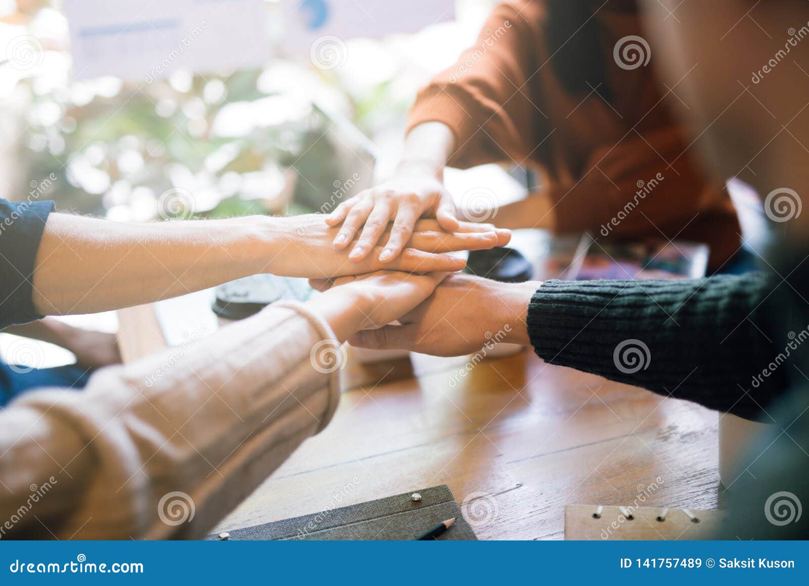 Hand of Team Stack Hands Support Teamwork. Stock Image - Image of ...