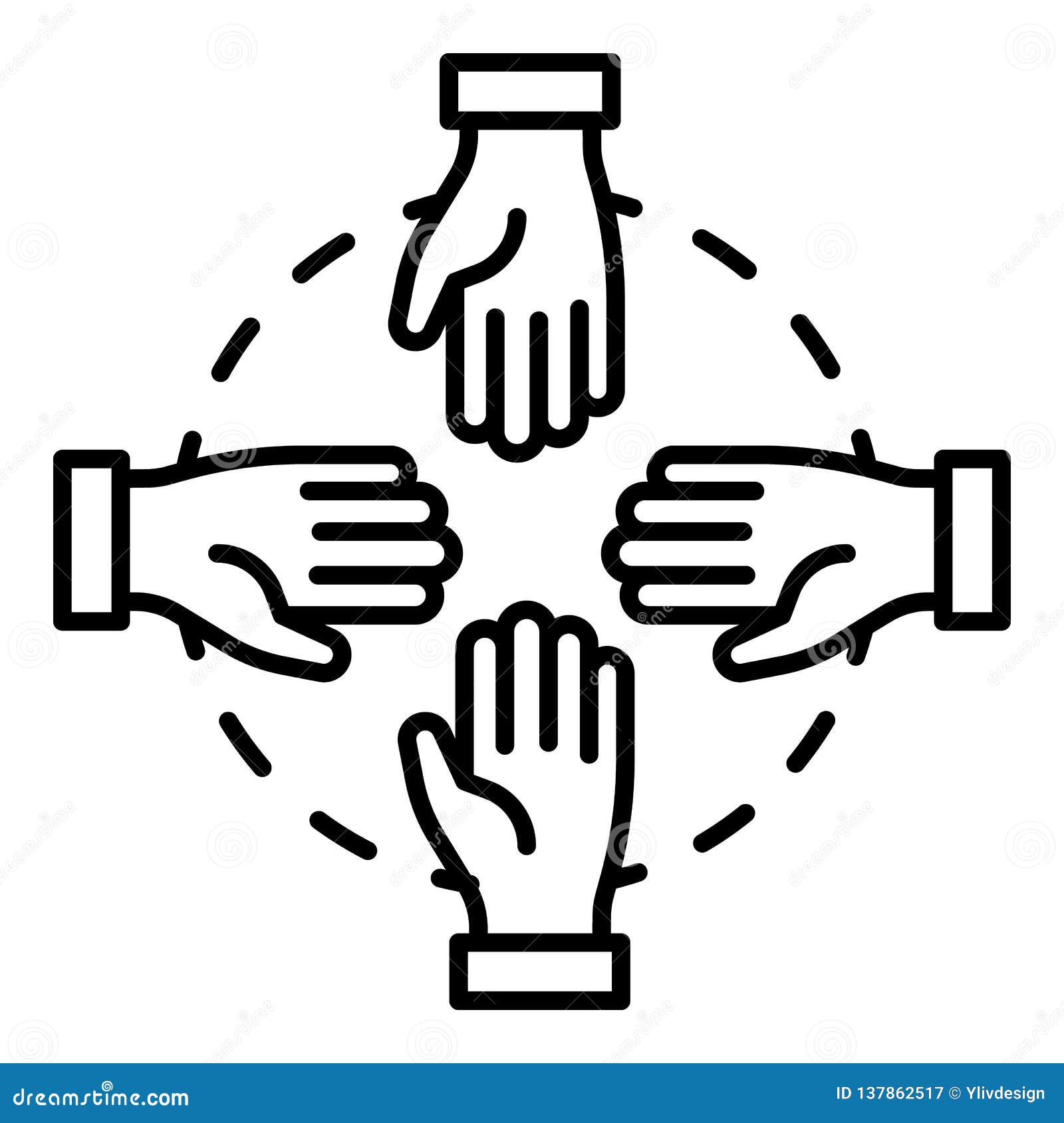 Hand Teamwork Icon, Outline Style Stock Vector - Illustration of ...