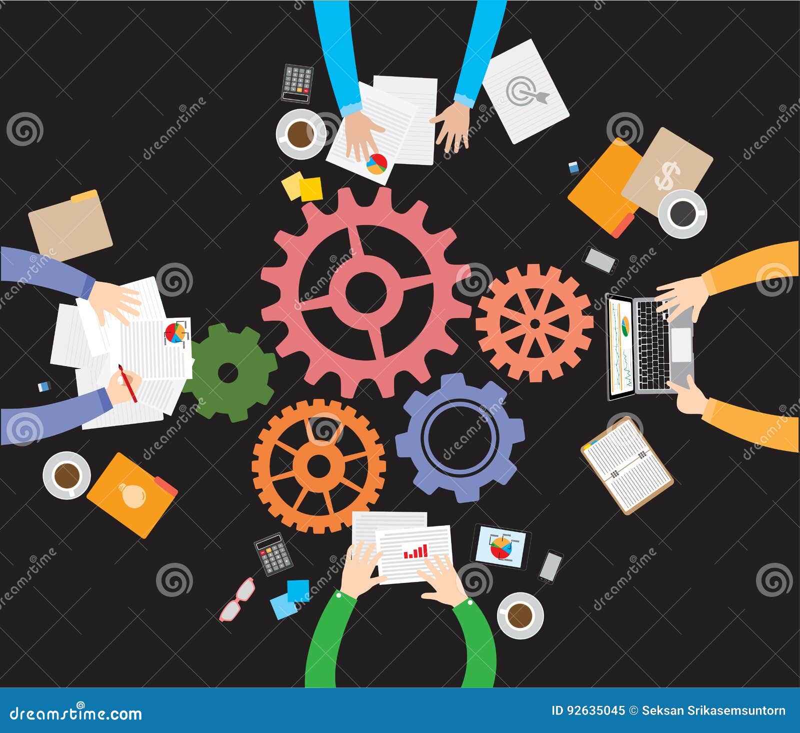 Hand with Teamwork stock vector. Illustration of cooperation - 92635045