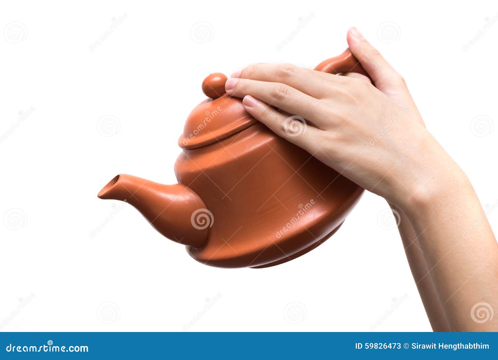 Hand and teapot isolated stock image. Image of brunette - 59826473