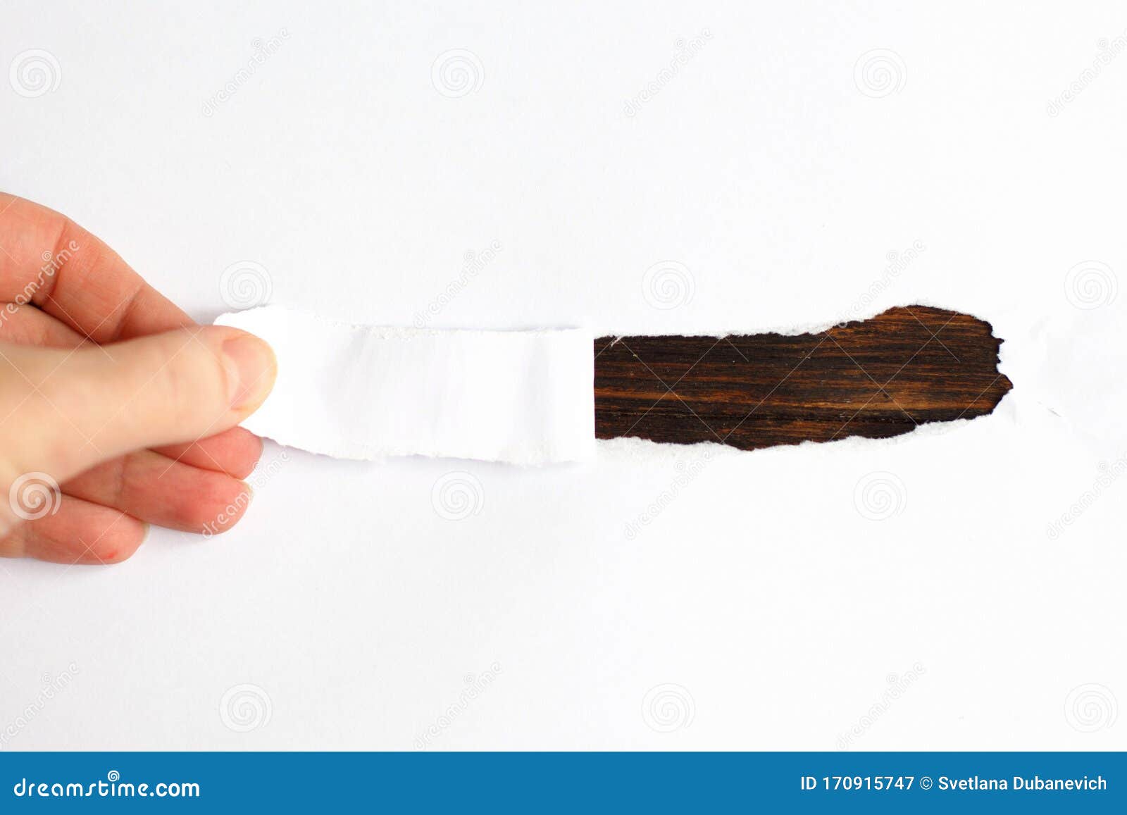 Hand Tear a Strip of White Paper Stock Image - Image of discovery ...