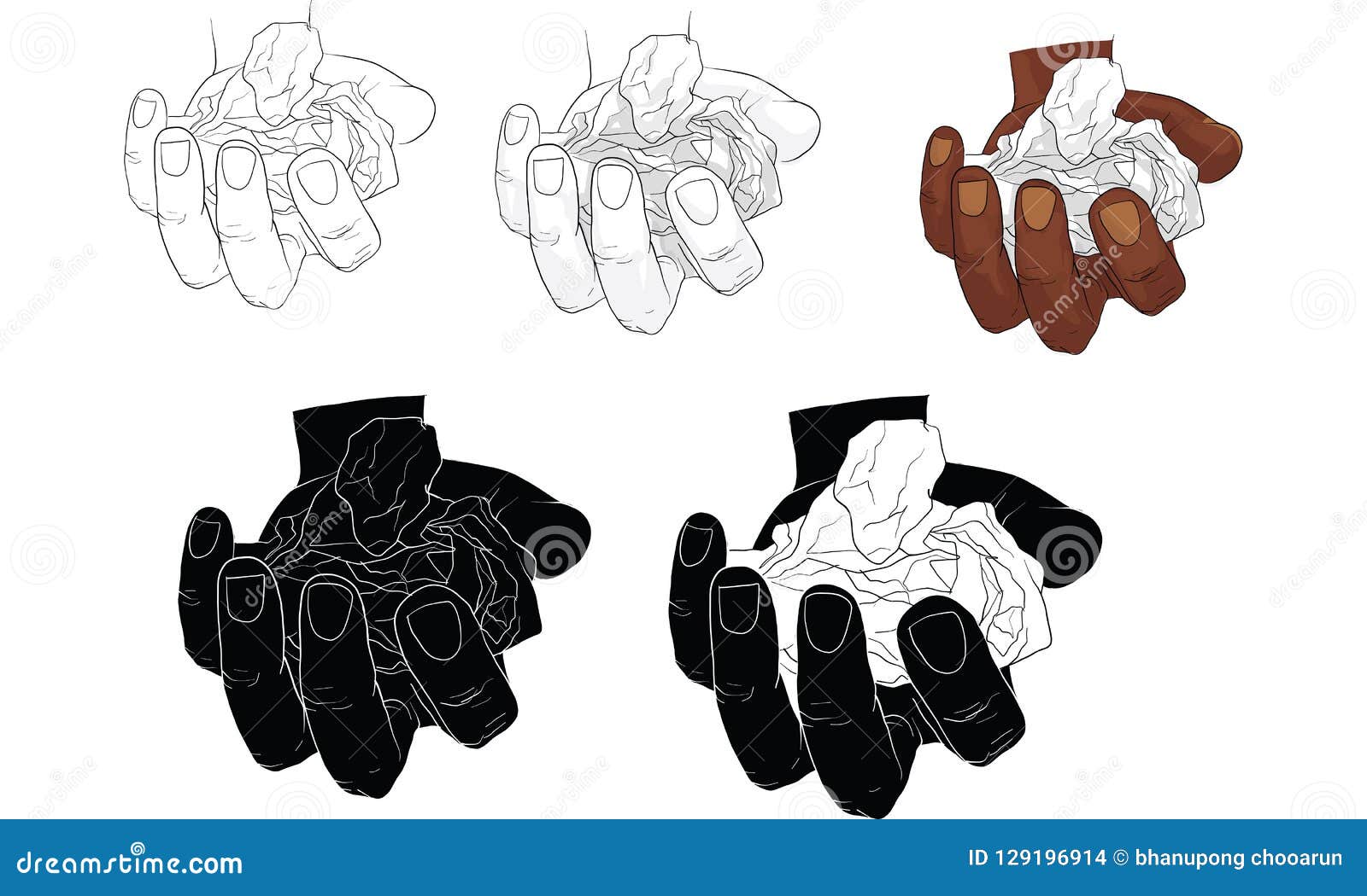 Hand Tearing and Crooking Paper, Vector Stock Vector - Illustration of ...