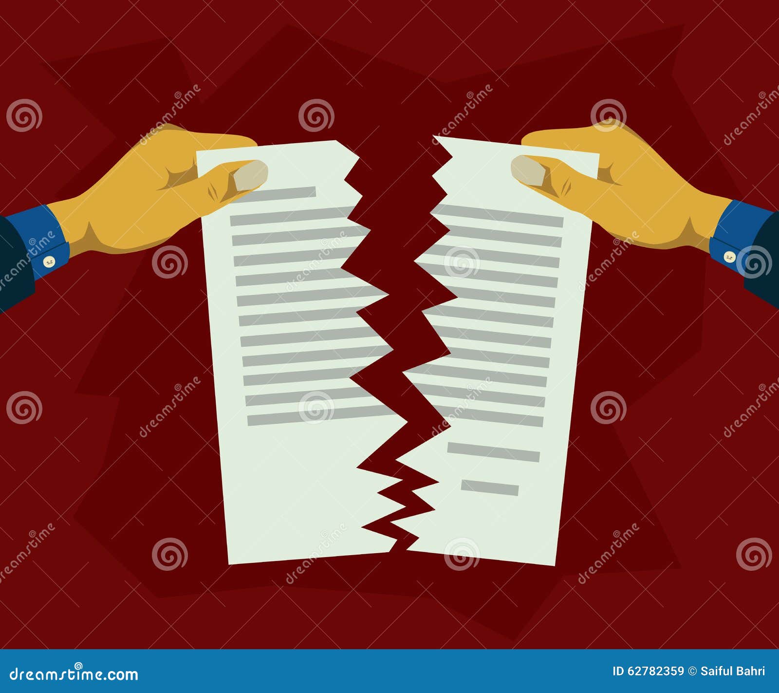 Hand Tearing Paper Documents into Two Stock Vector - Illustration of ...
