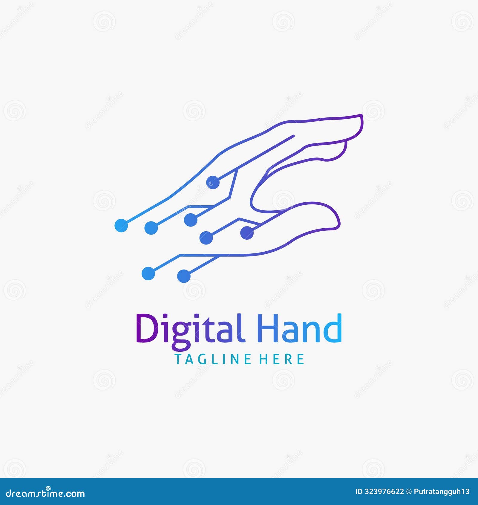 Digital hand logo design stock vector. Illustration of logo - 323976622