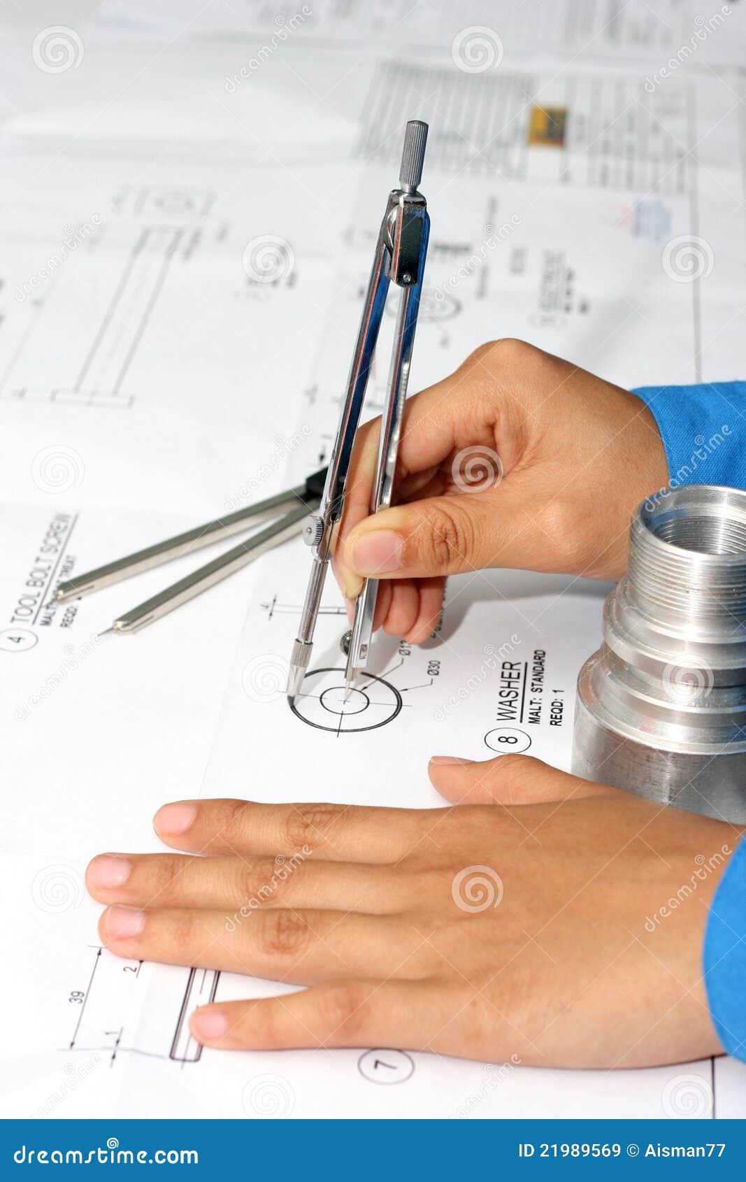 Hand with Techincal Drawing Stock Image - Image of plot, mechanical ...