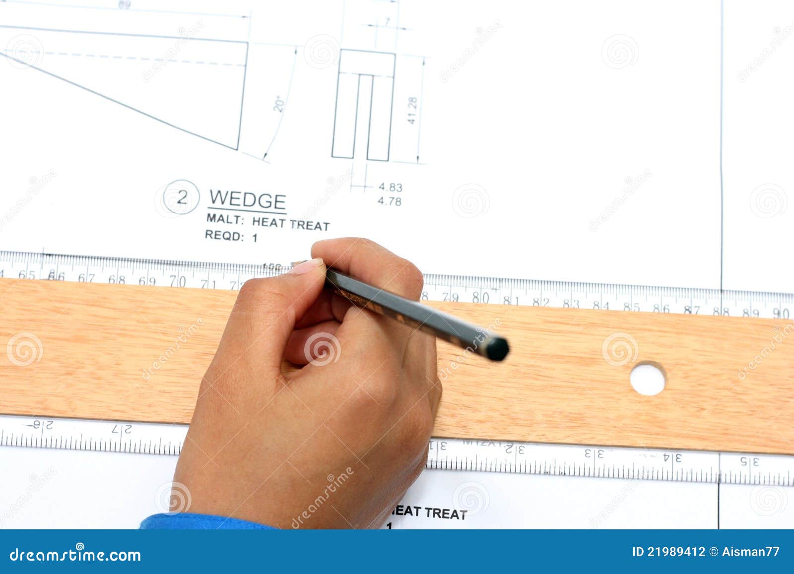 Hand with Technical Drawing Stock Photo - Image of pencil, construction ...