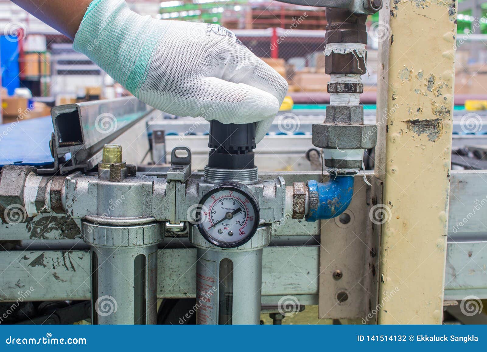 The Hand of Technician Adjust the Pressure Setting of the Wind on ...