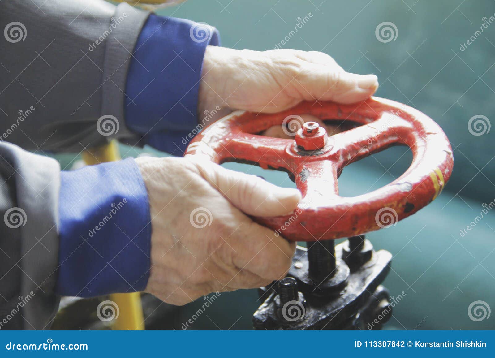 Hand of Technician Worker Open the Valve - Close Up Stock Photo - Image ...