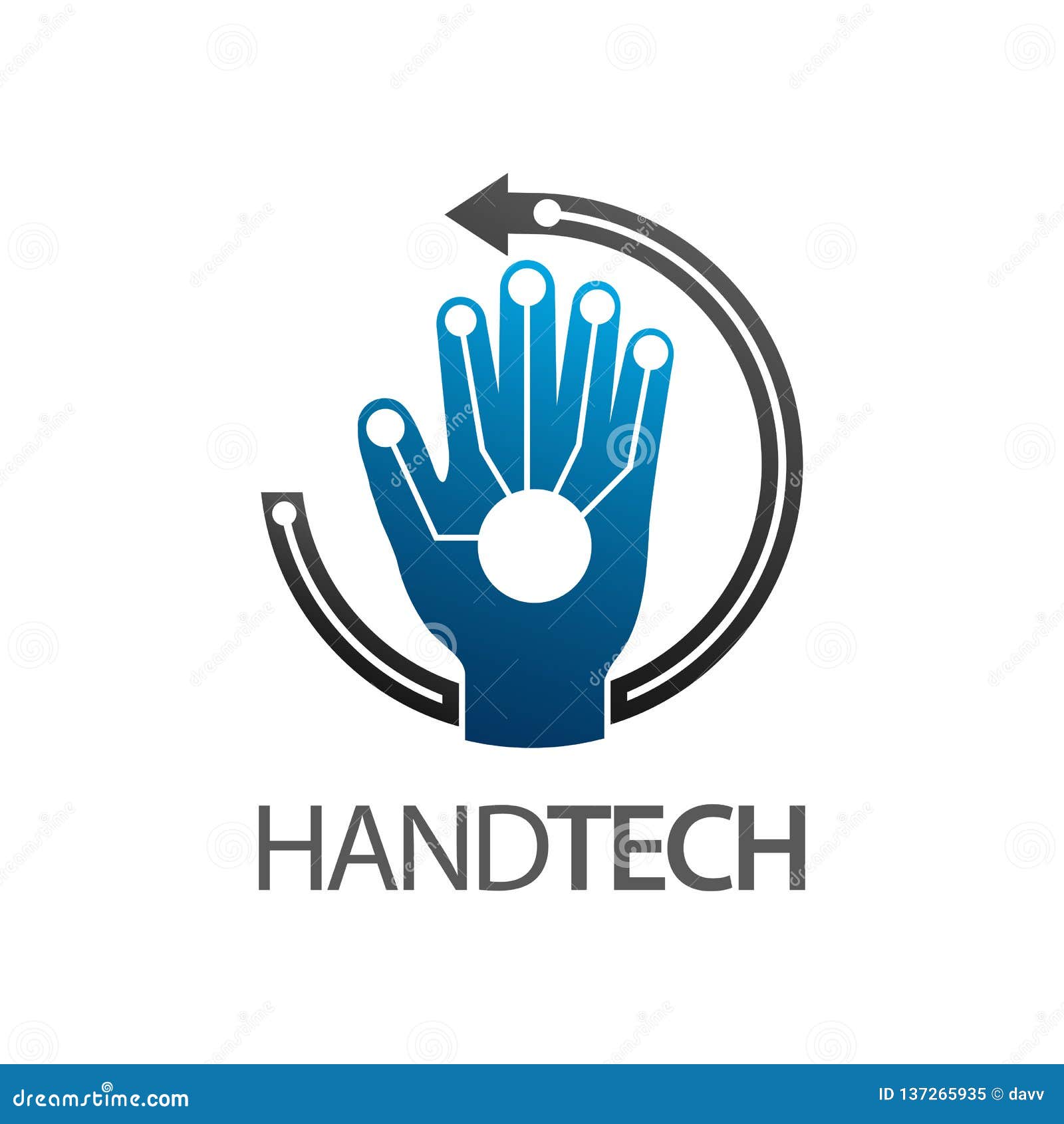 Hand Technology Logo Concept Design. Circle Arrow Symbol Graphic ...