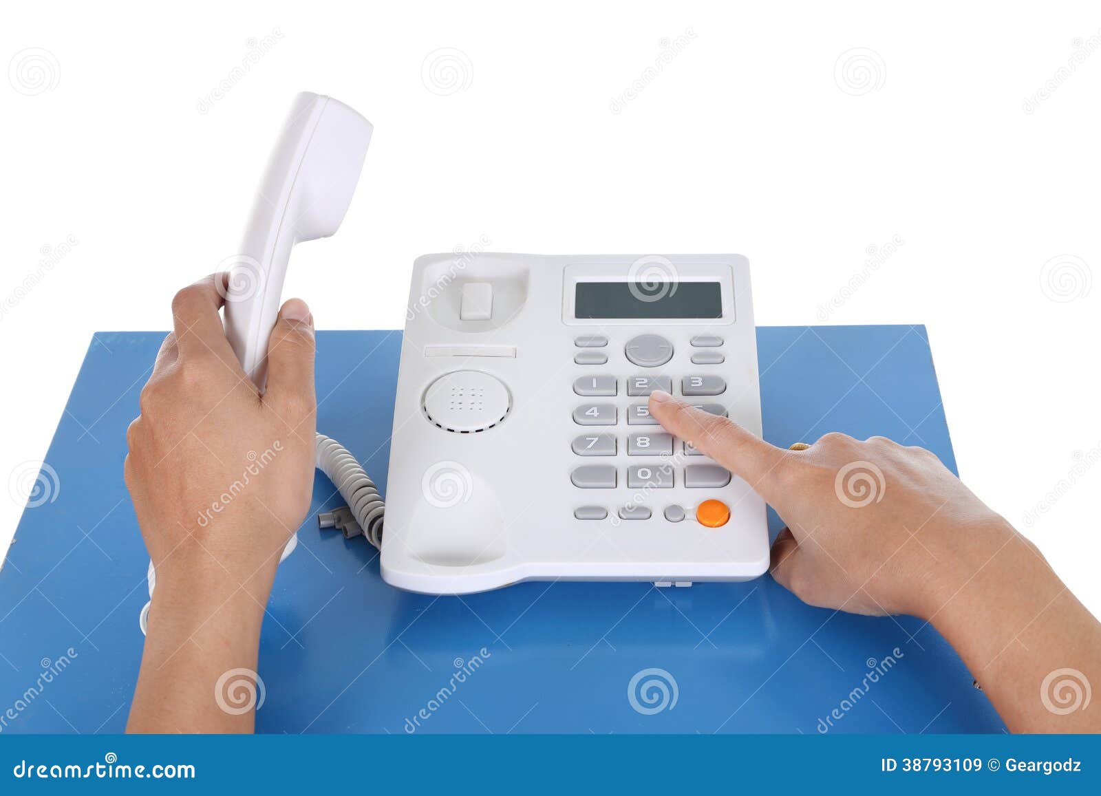 Hand with Telephone on a Table Stock Image - Image of modern, close ...