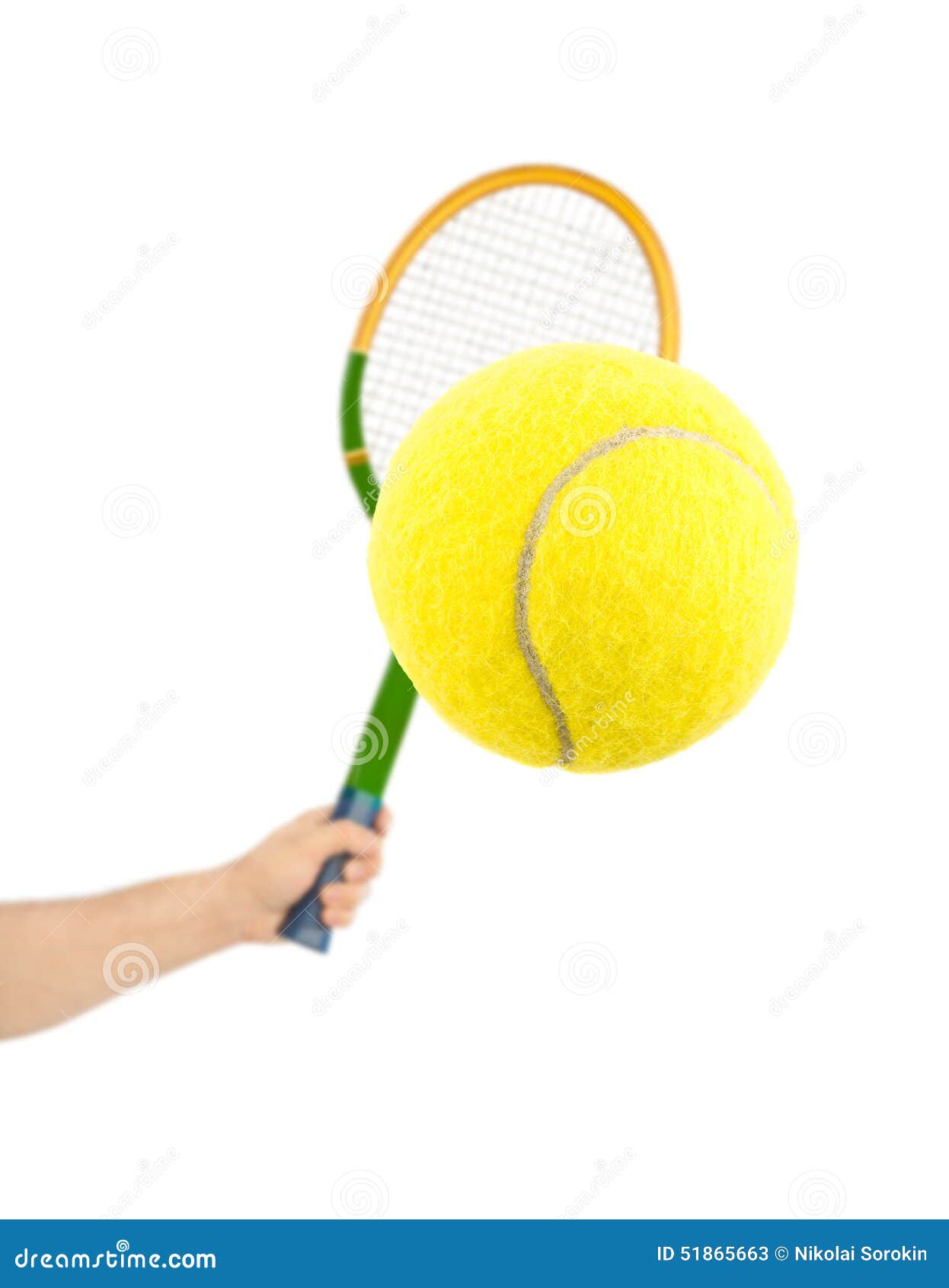 Hand with Tennis Racket and Ball Stock Image - Image of isolated ...