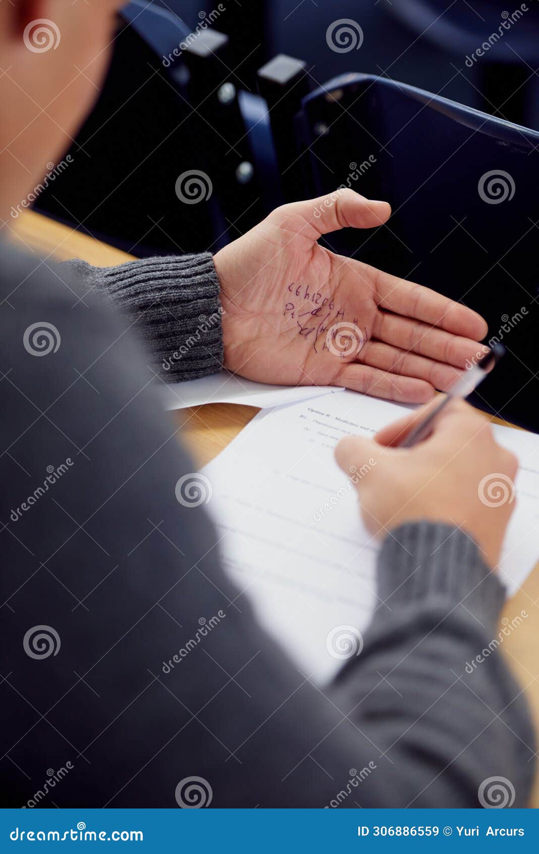 Hand, Test and Cheating with Answer for Math Exam in Classroom for ...