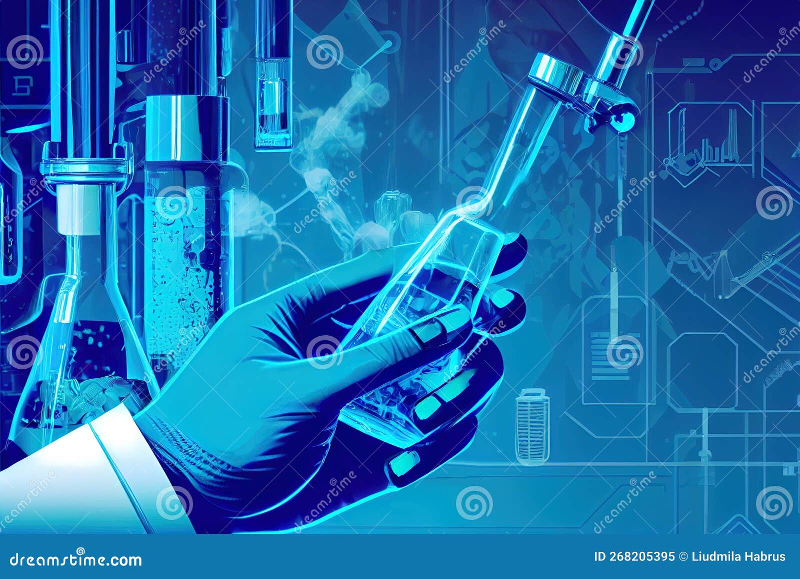 Hand with a Test Tube. Medicine Science Background Stock Image - Image ...