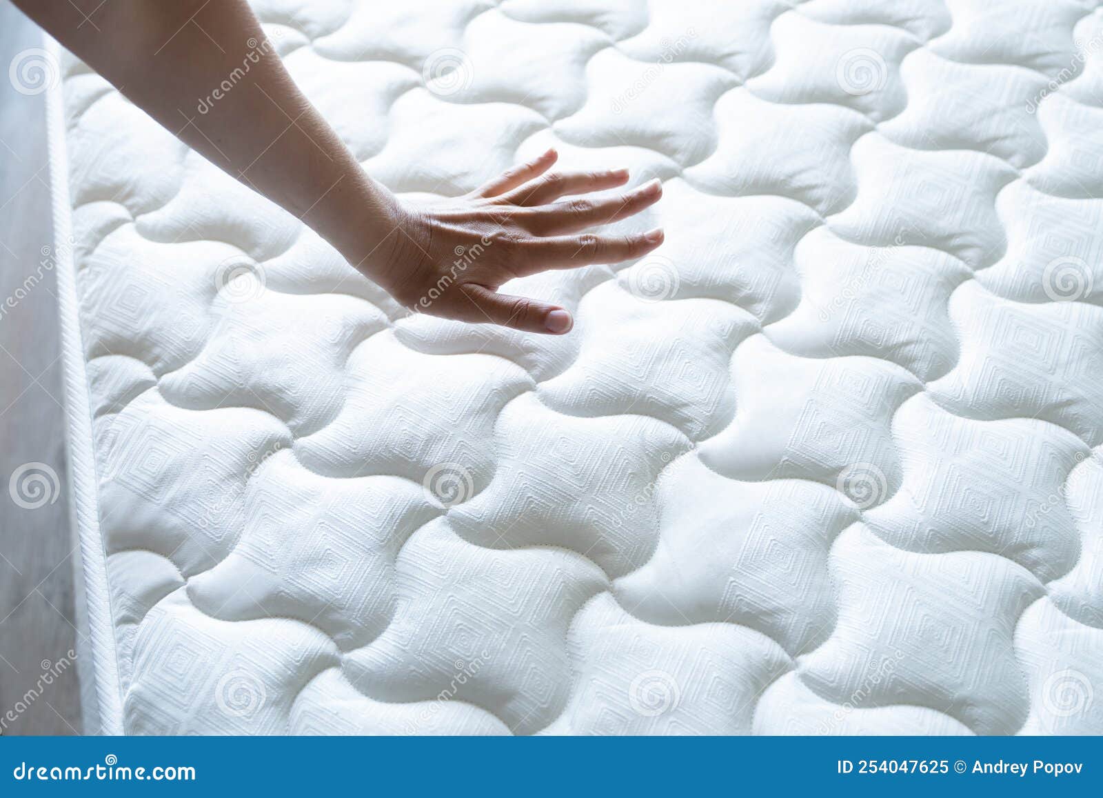 Hand Testing Orthopedic Memory Foam Core Stock Image - Image of ...