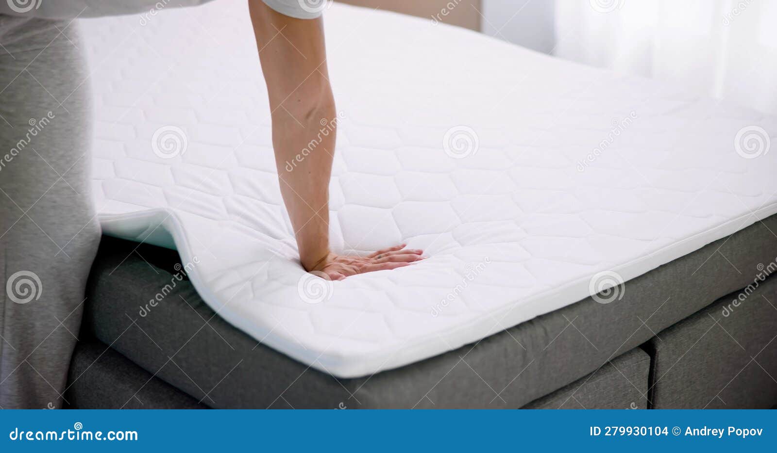 Hand Testing Orthopedic Memory Foam Core Stock Photo - Image of hard ...