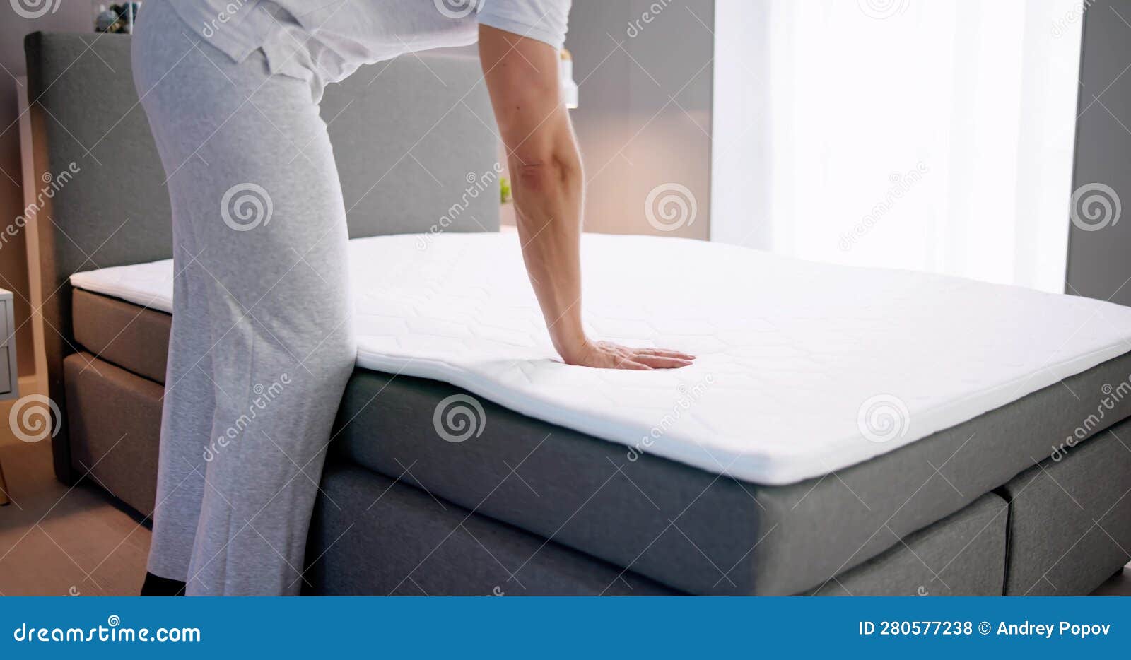 Hand Testing Orthopedic Memory Foam Core Stock Photo - Image of sleep ...