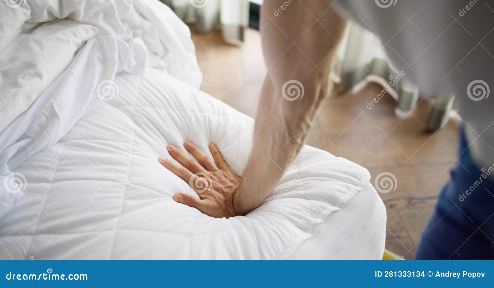 Hand Testing Orthopedic Memory Foam Core Stock Photo - Image of hard ...