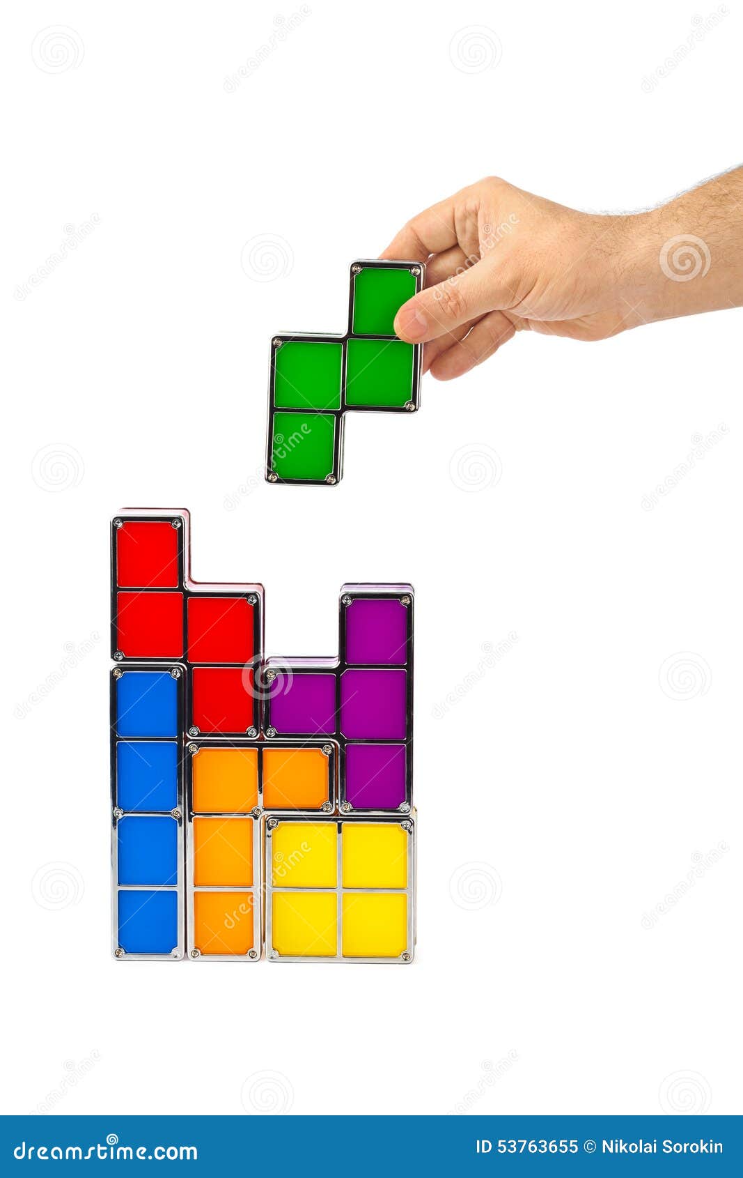 Hand with Tetris Toy Blocks Stock Image - Image of idea, partnership ...