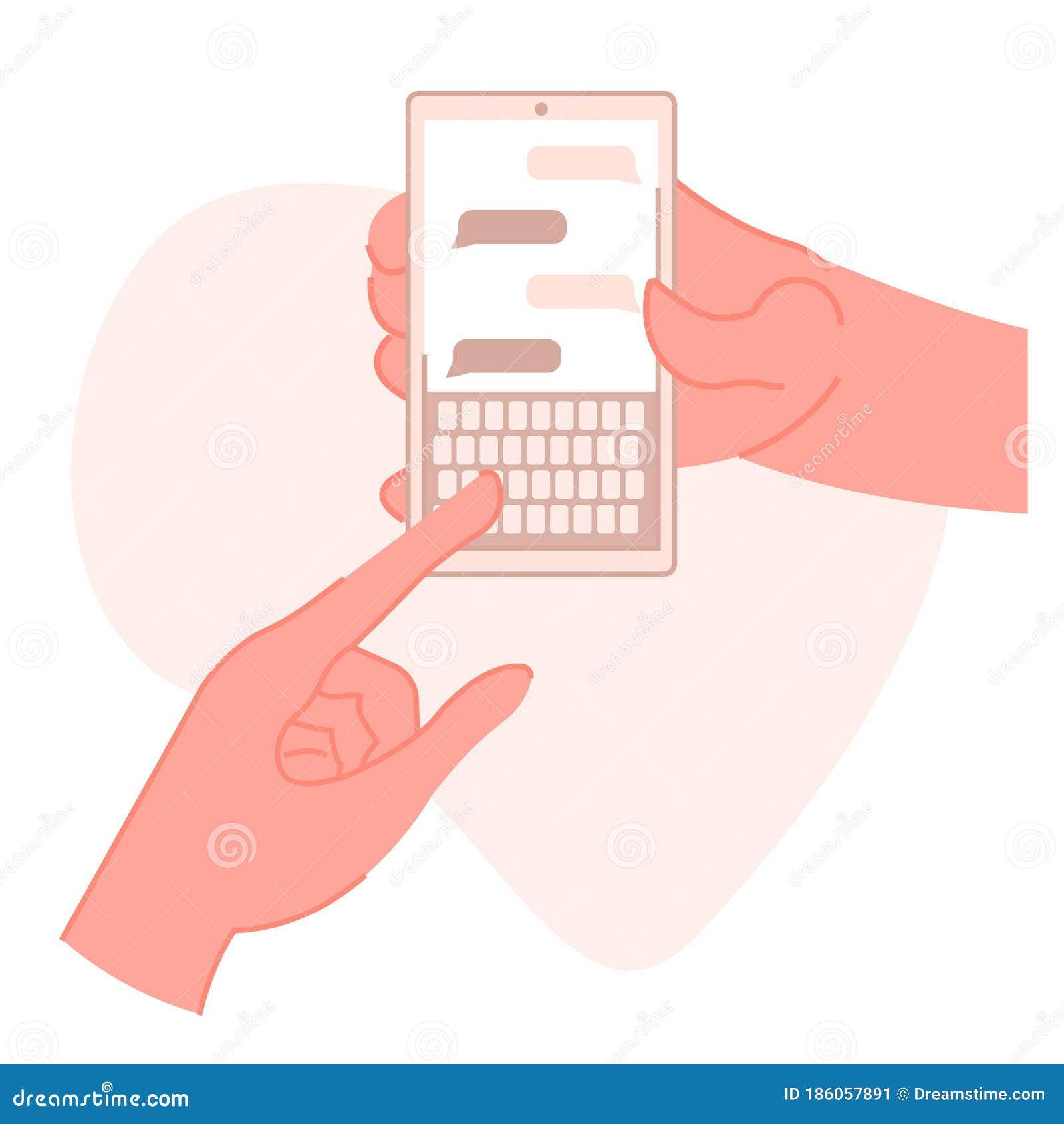 Hand Text a Message on Phone Stock Vector - Illustration of ...