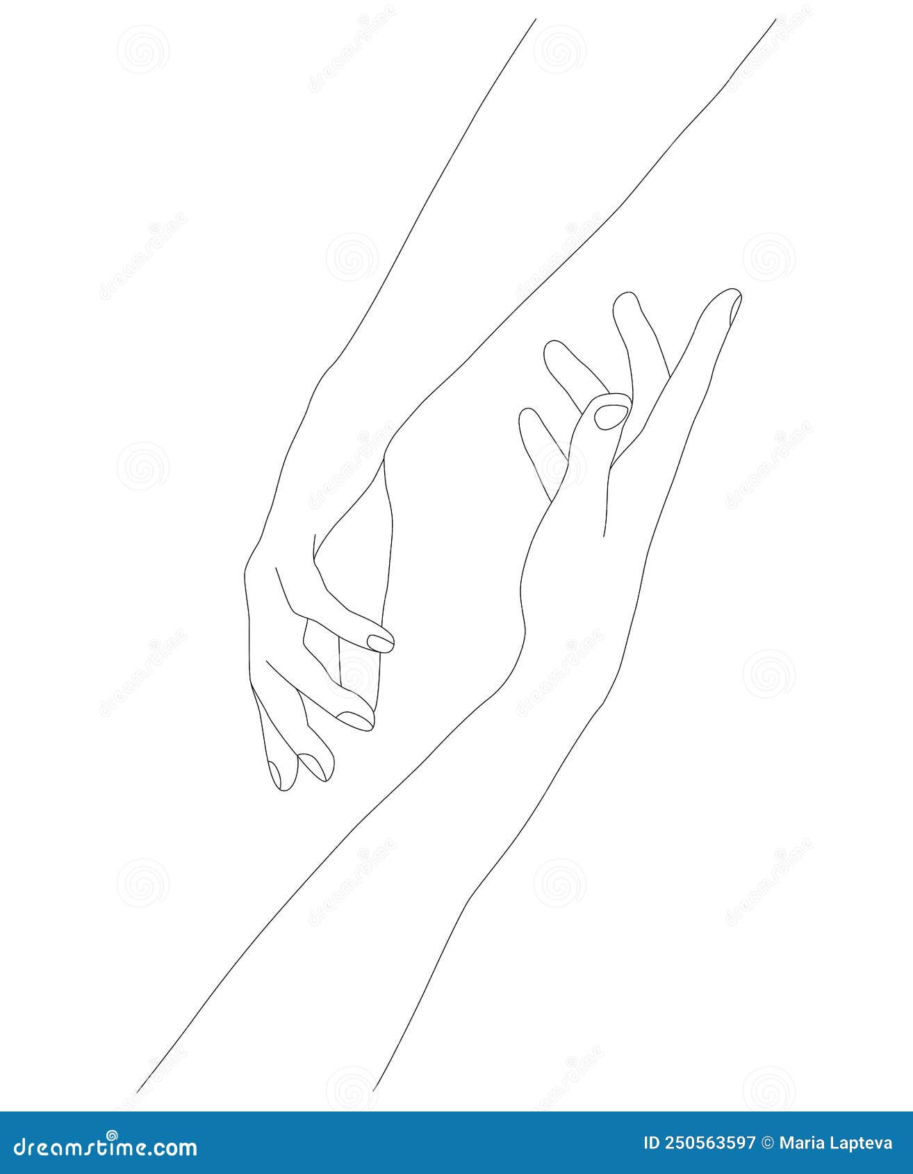 Hand in Hand. a Thin Drawing Line Stock Vector - Illustration of design ...