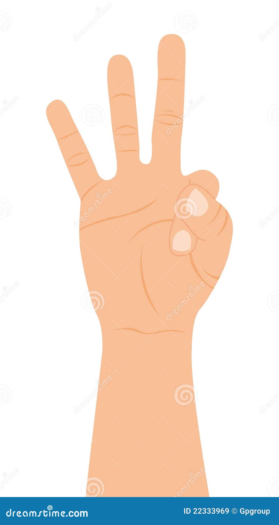 Hand Three Fingers Up Stock Illustrations – 214 Hand Three Fingers Up ...