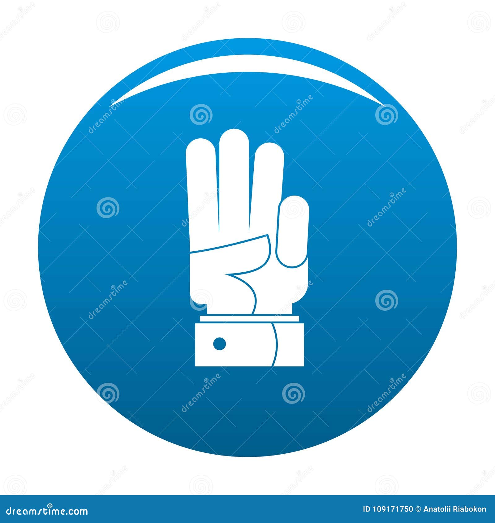 Hand Three Icon Blue Vector Stock Vector - Illustration of palm, luck ...