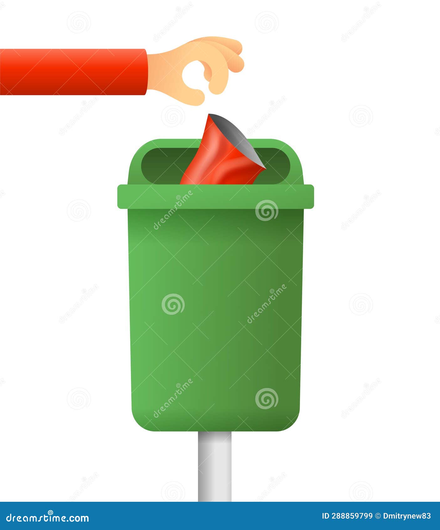 Hand Throw Packaging into the Trash Bin Stock Illustration ...