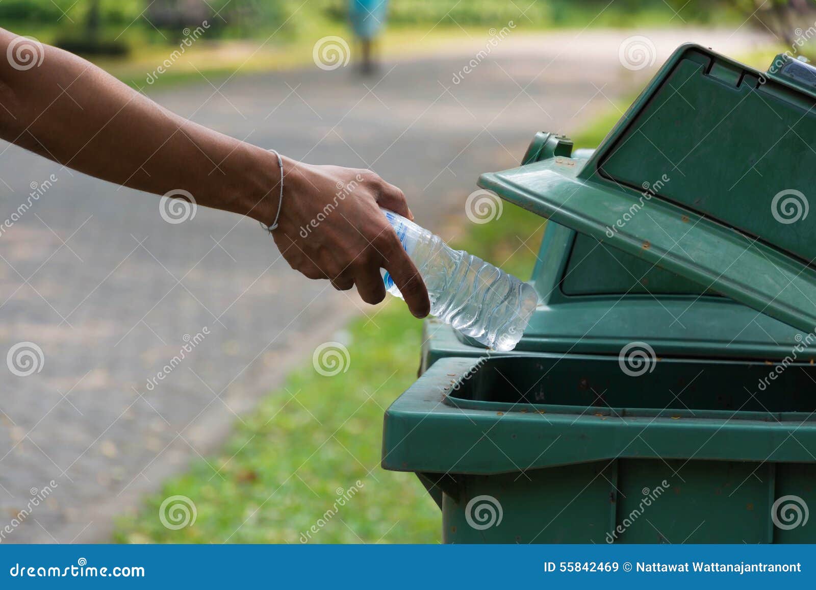 Hand Throwing Bottle in Trash Cans Stock Image - Image of discard ...