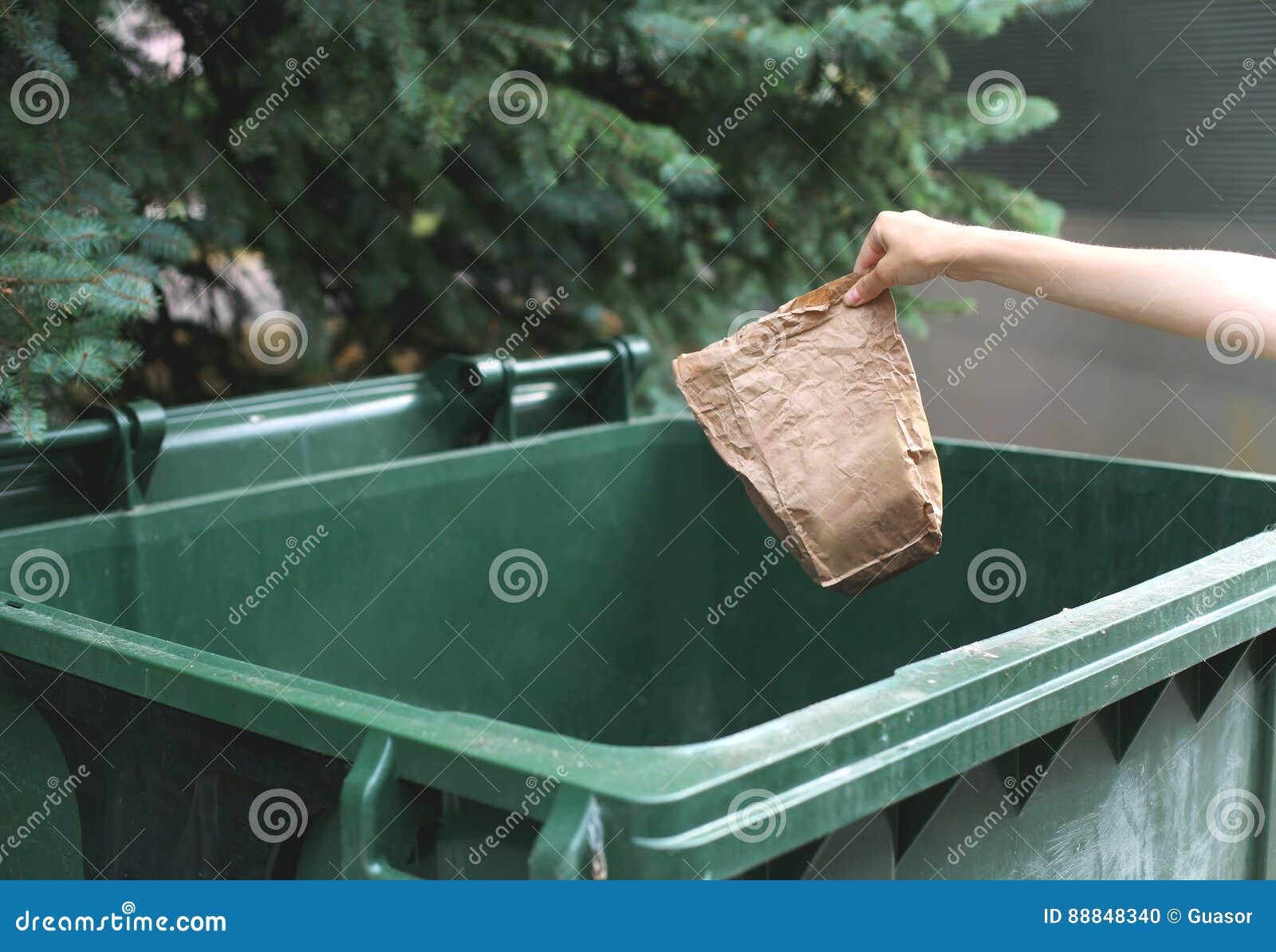 Hand Throwing Crumpled Paper Bag Trash Street Stock Photos - Free ...