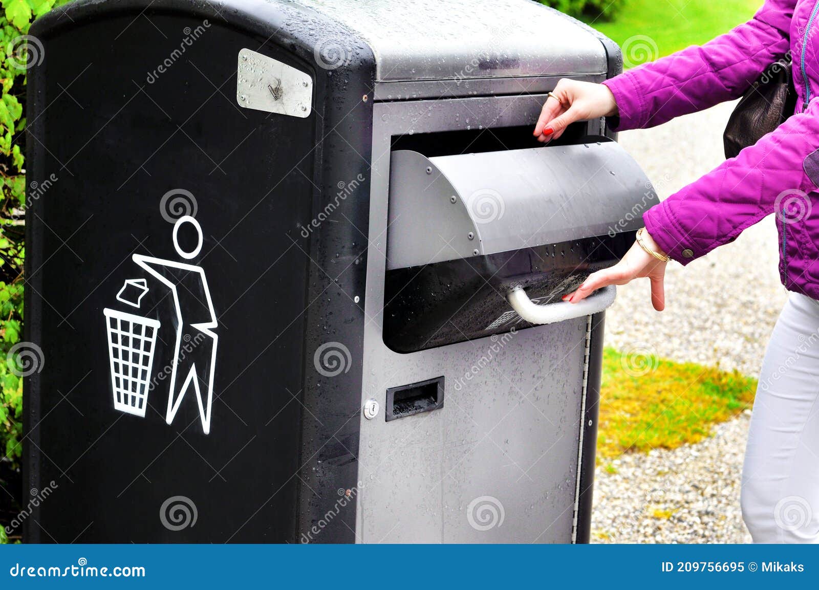 Hand Throwing Garbage in Empty Recycling Bin Editorial Image - Image of ...