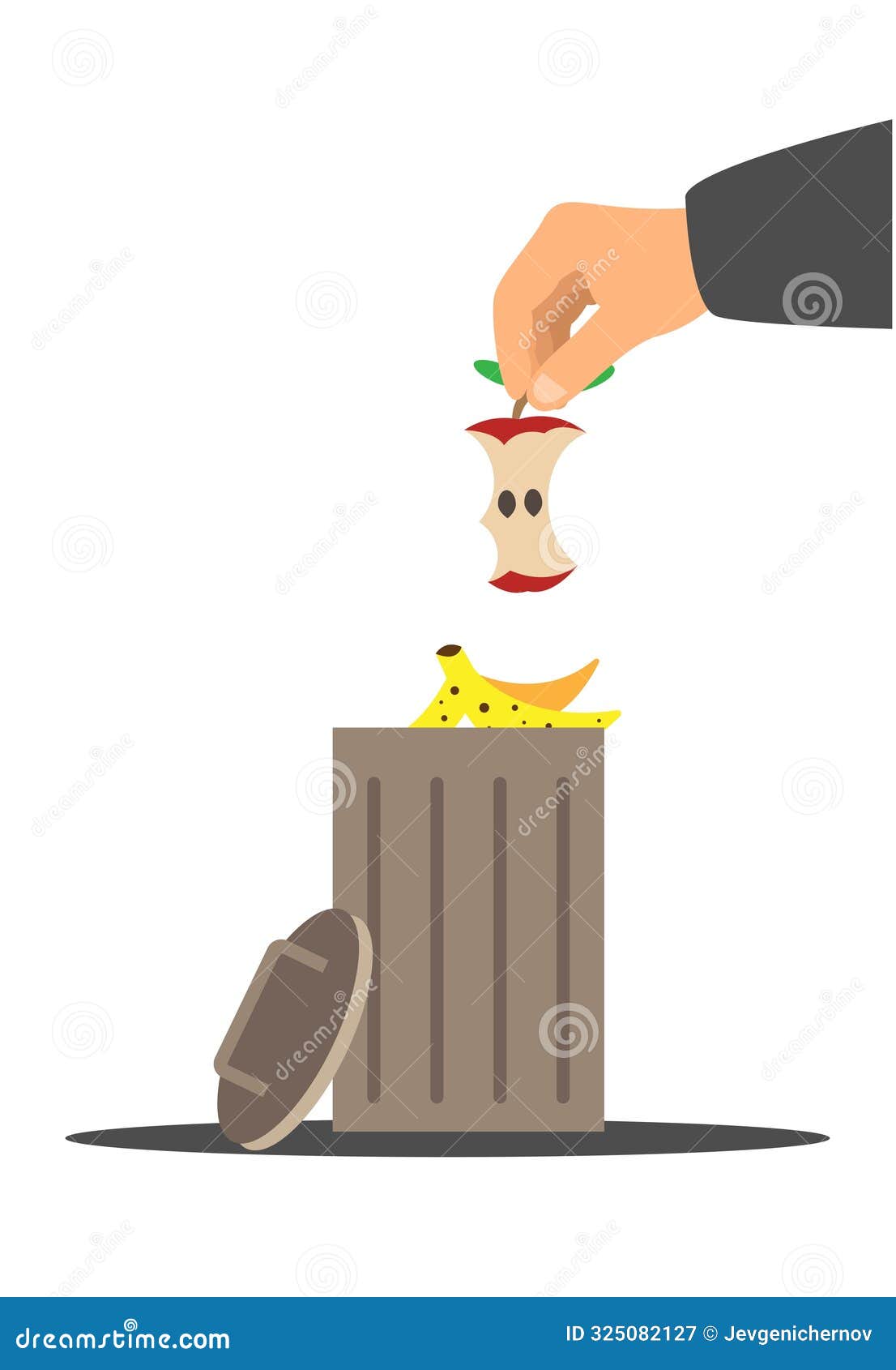 Hand Throwing Out Apple Scrap Compost Garbage Stock Vector ...