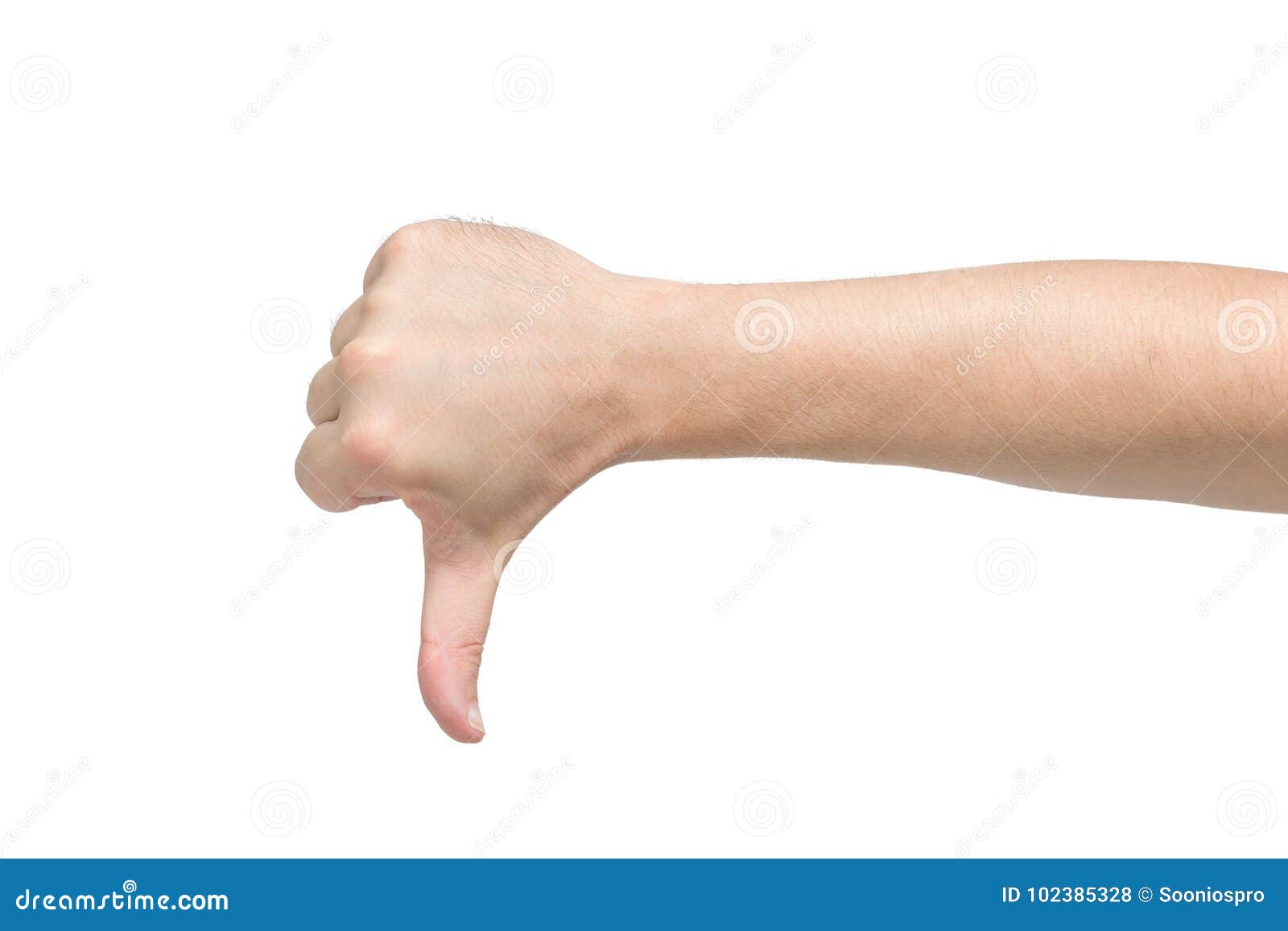 Hand with Thumb Down. Isolated White Background Stock Photo - Image of ...