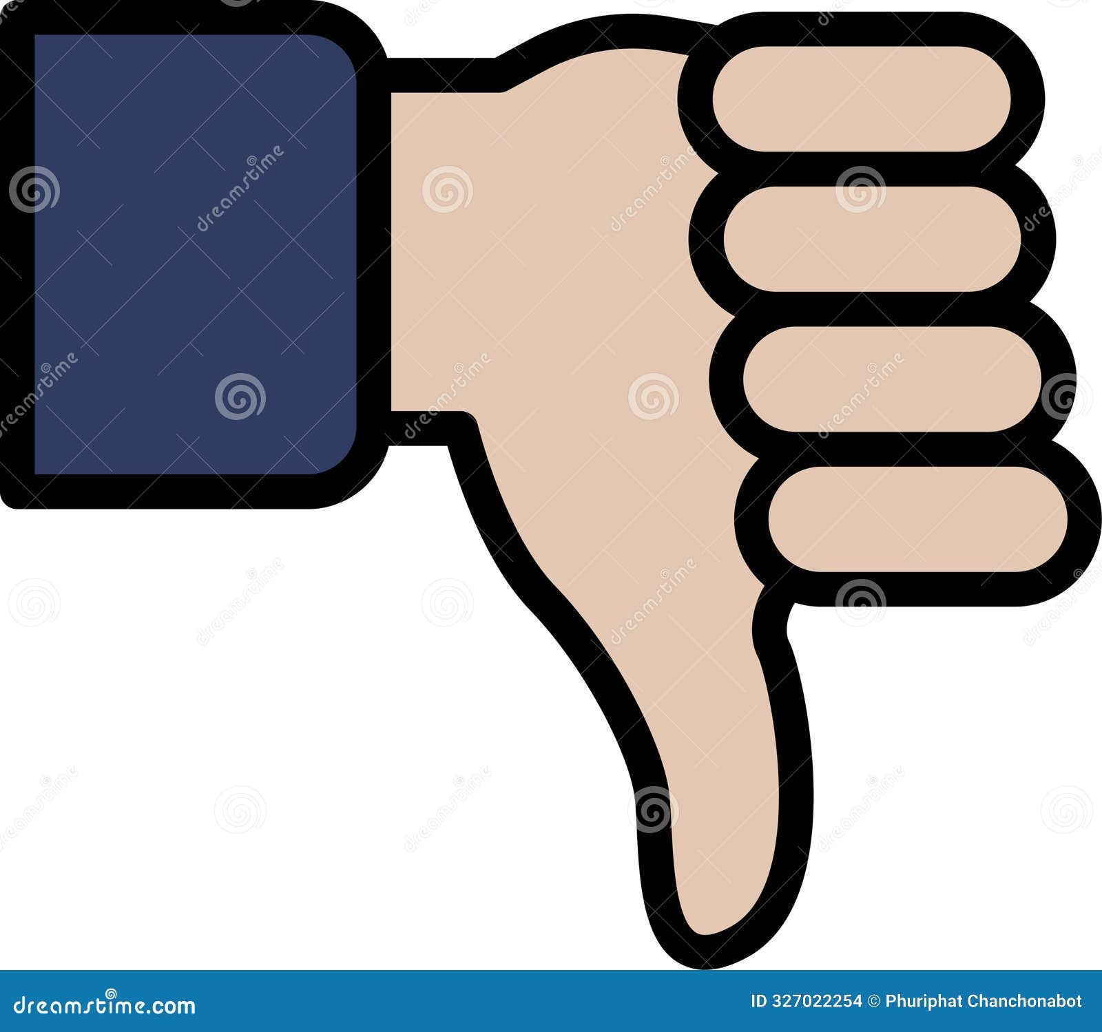 Hand with a Thumb Down on a White Background Stock Illustration ...