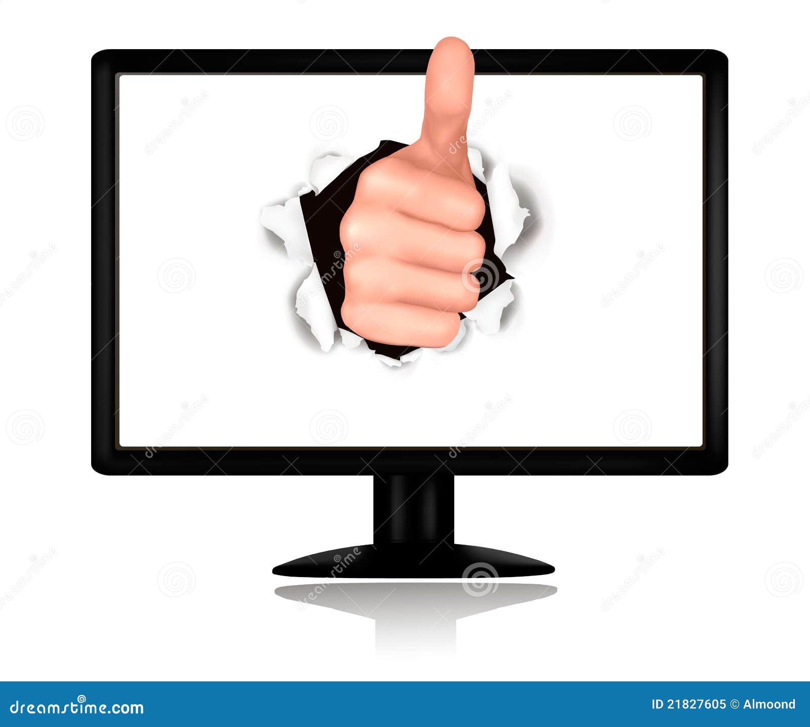 Hand with Thumb Up Breaking through Monitor. Stock Vector ...