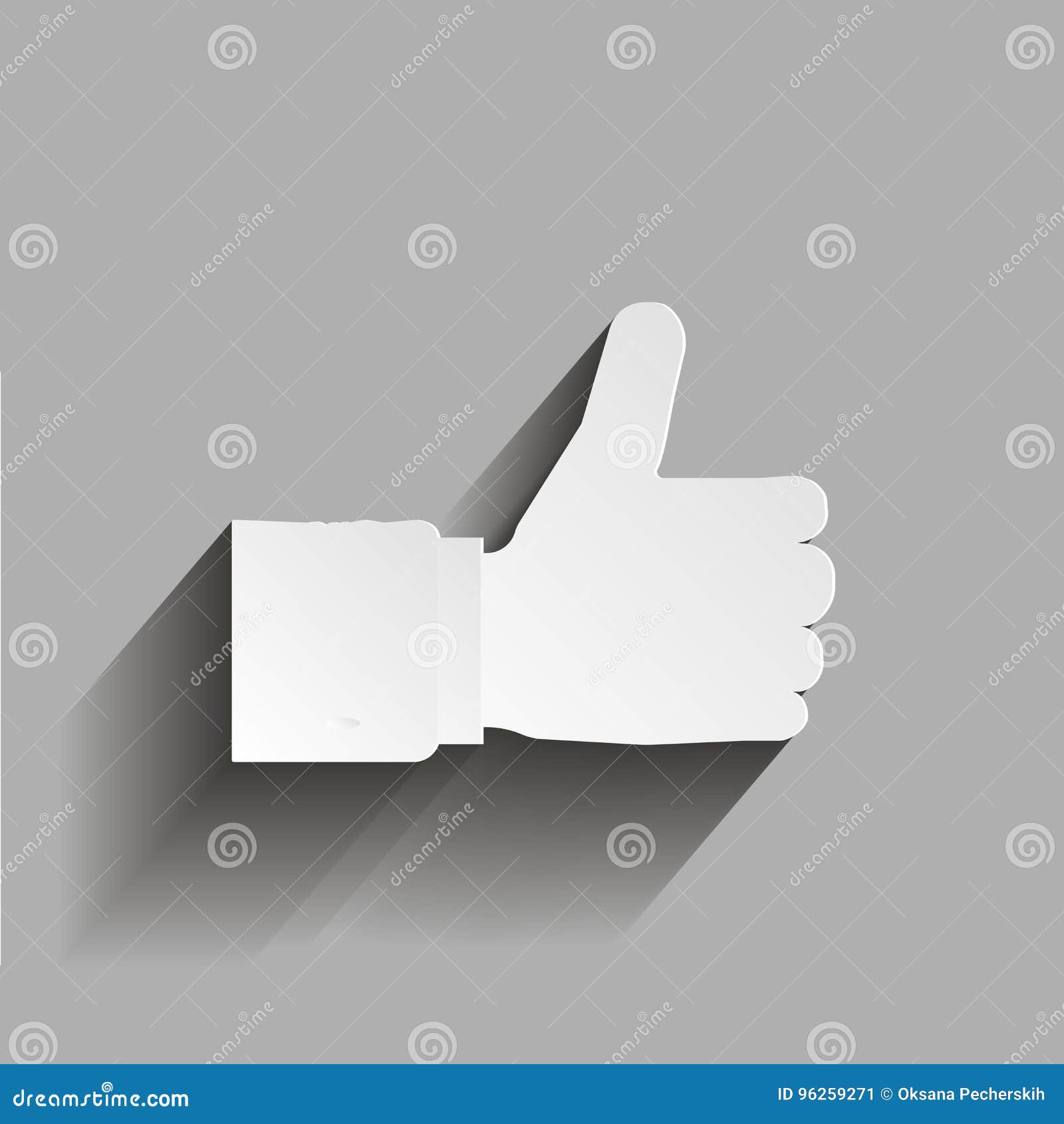 Hand Thumb Up Icon Flat. Vector Illustration with Shadow Design Stock ...