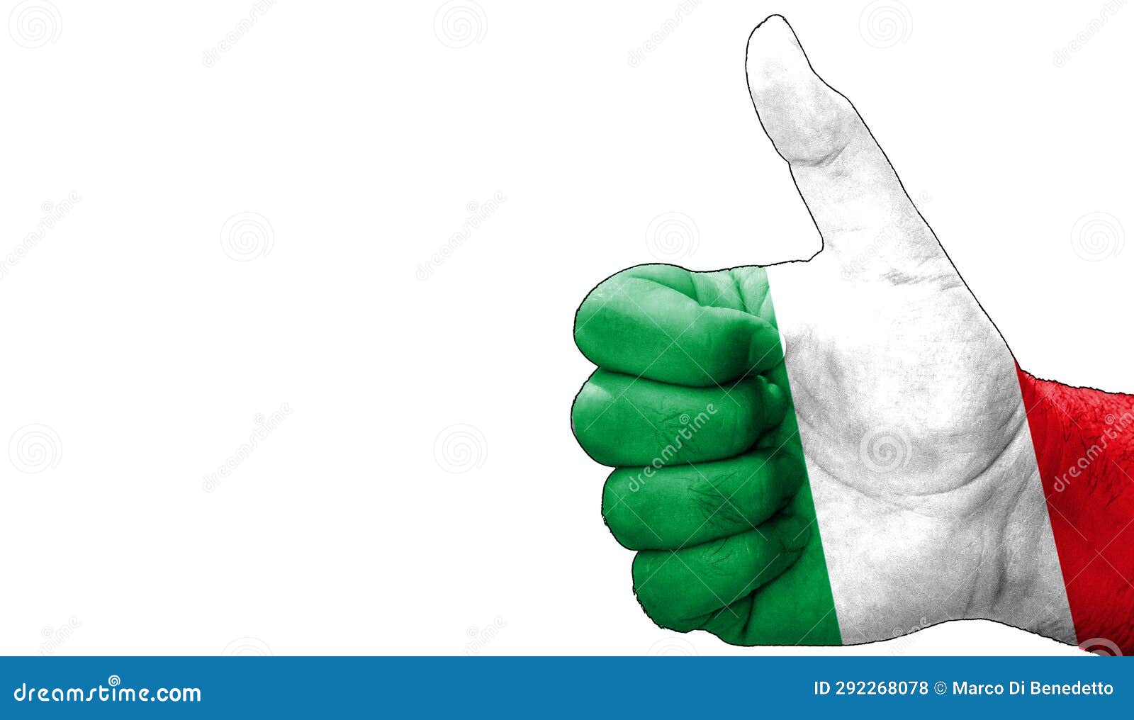 Hand with Thumbs Up in Approval with the Italian Flag Painted Copy ...