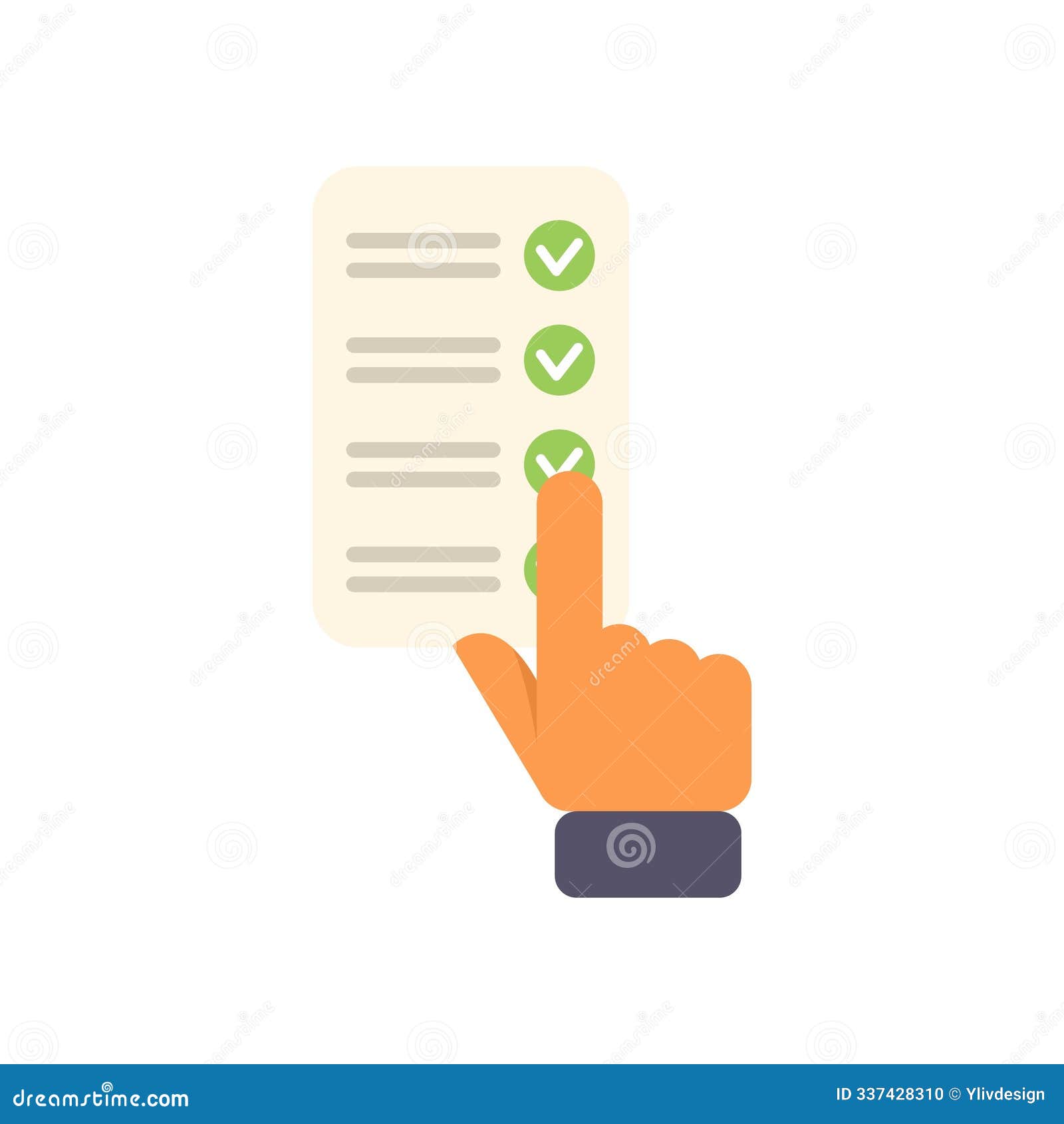 Hand Pointing at Checklist with Check Marks Stock Vector - Illustration ...