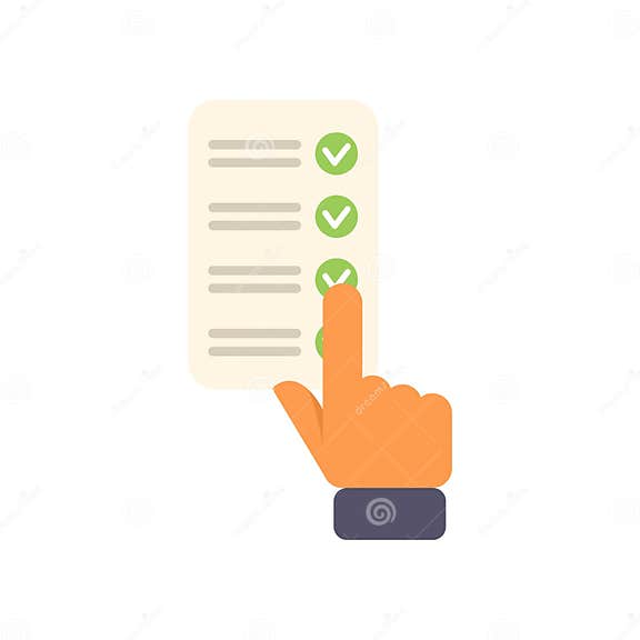 Hand Pointing at Checklist with Check Marks Stock Vector - Illustration ...
