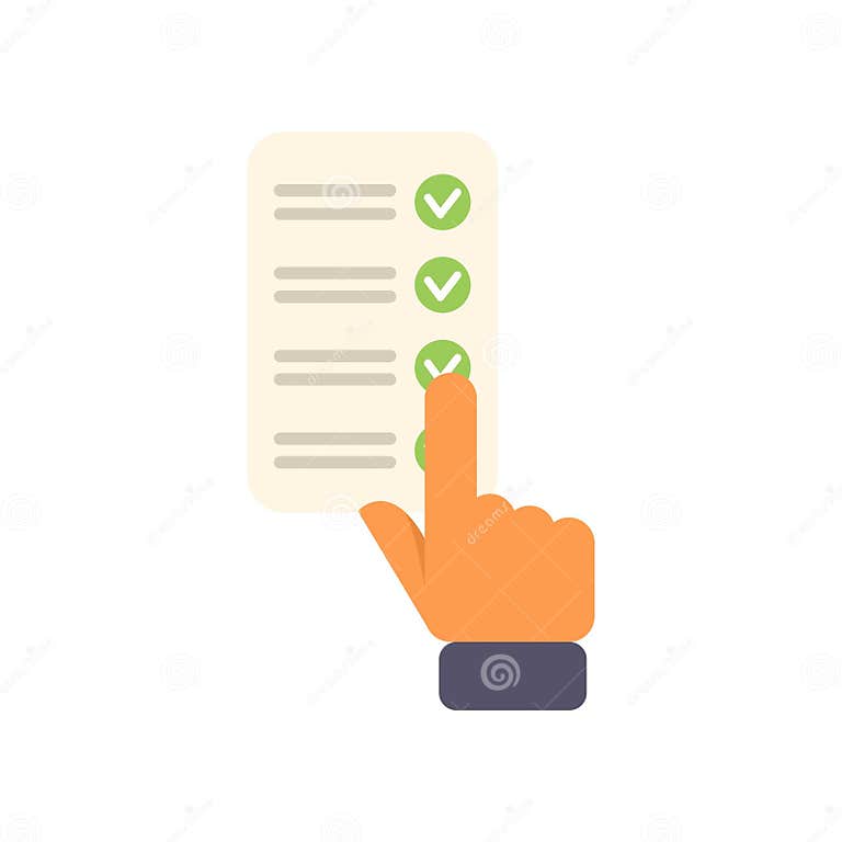 Hand Pointing at Checklist with Check Marks Stock Vector - Illustration ...