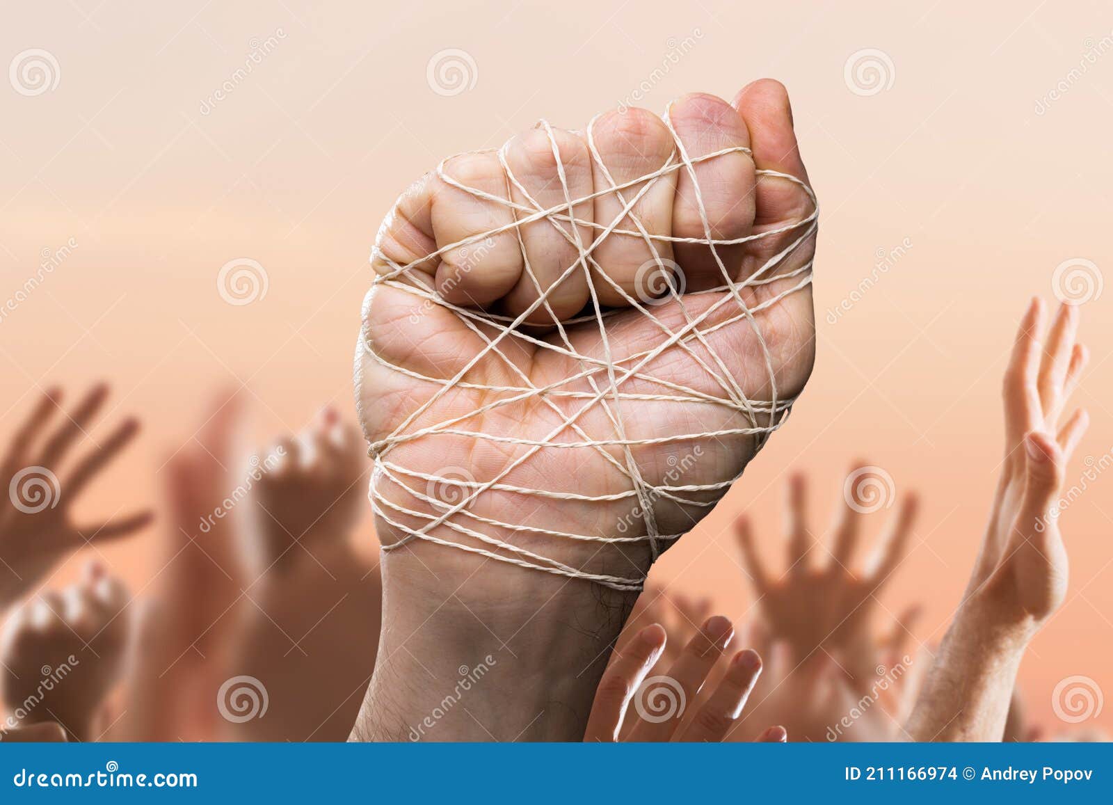 Hand Tied with Wire stock photo. Image of sign, expression - 211166974